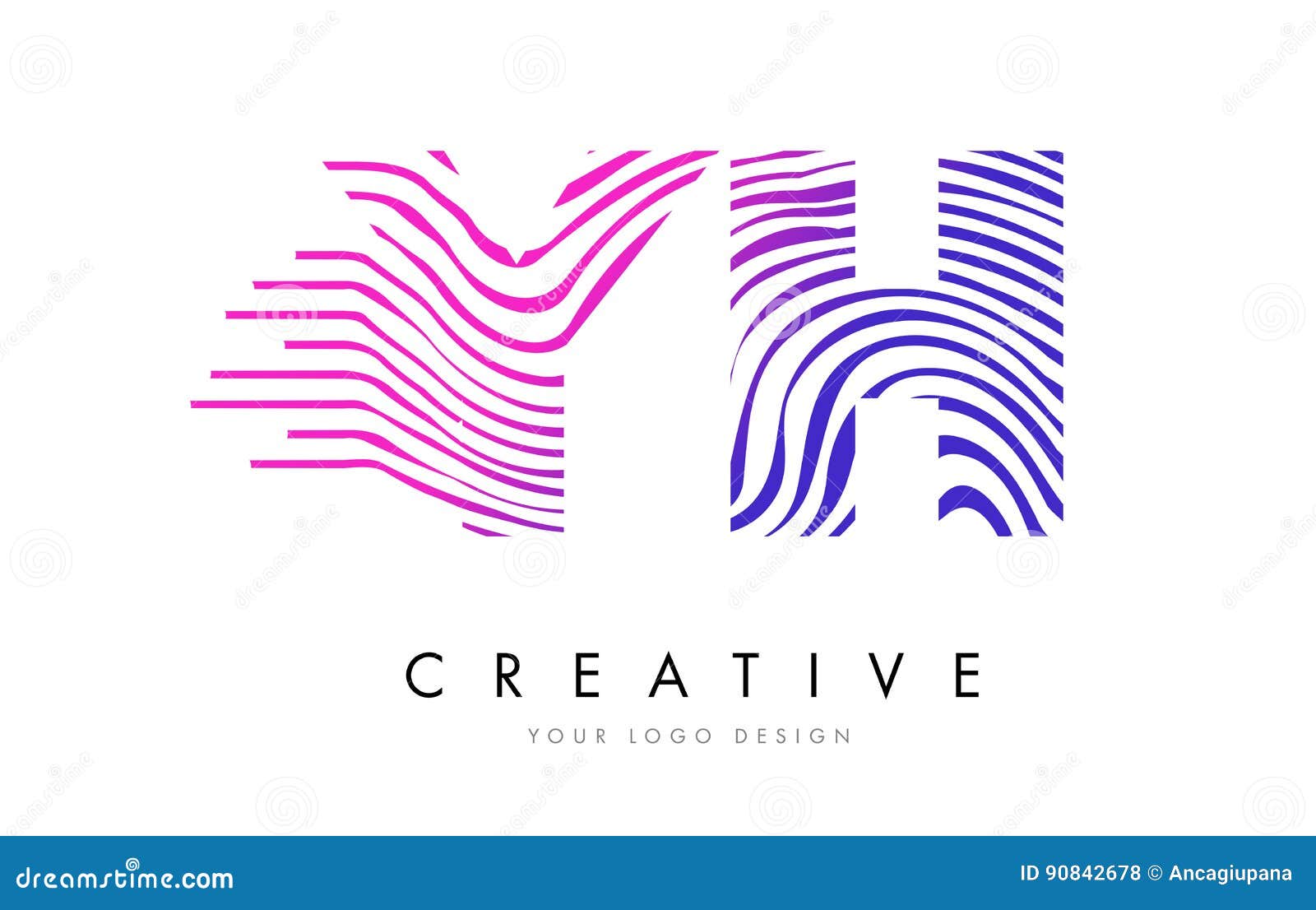 Yh Y H Zebra Lines Letter Logo Design With Magenta Colors Stock Vector Illustration Of Lines