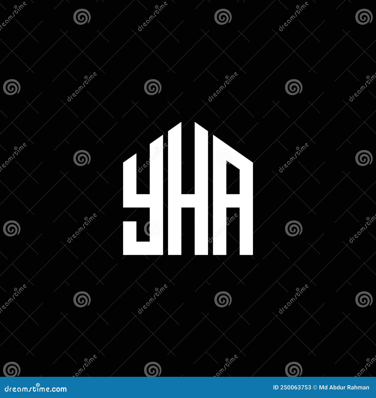 YHA Letter Logo Design on BLACK Background. YHA Creative Initials ...