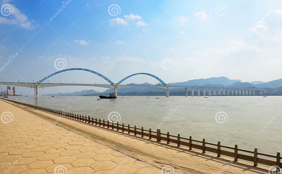 Yichang Yangtze River Bridge Stock Image - Image of white, yichang ...