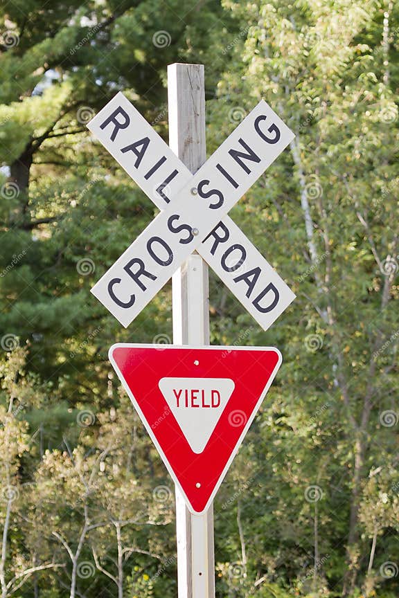 Yield at Railroad Crossing stock image. Image of railroad - 21043481
