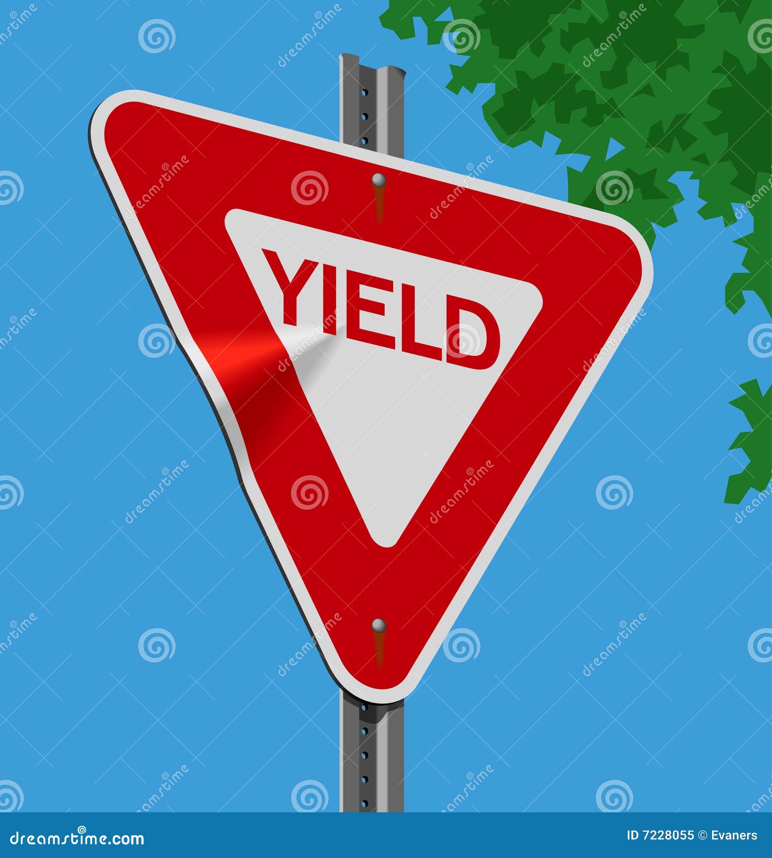 Yield Sign stock vector. Illustration of vector, leaf - 7228055