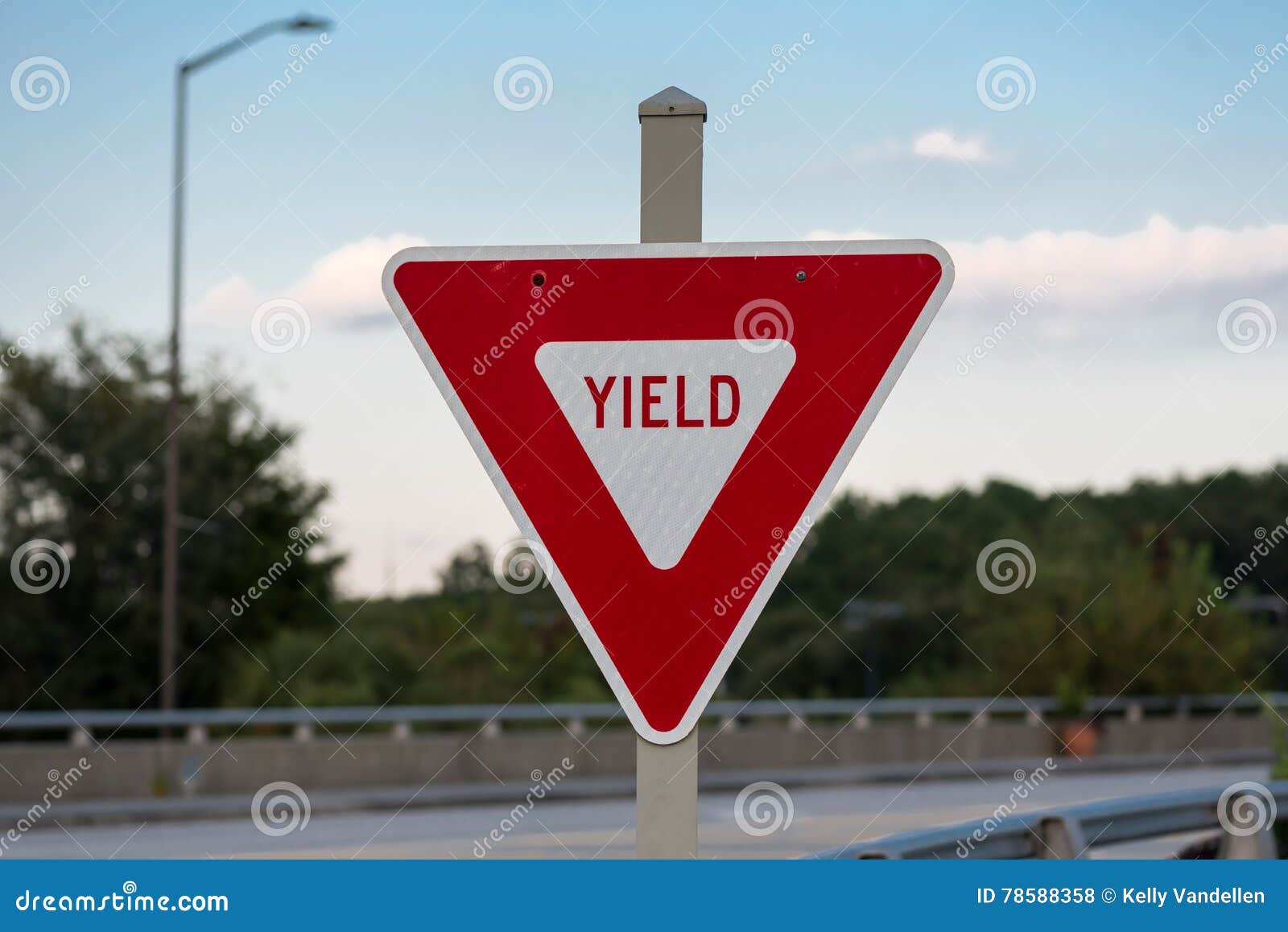 Yield Sign on Bridge stock photo. Image of detail, sign - 78588358