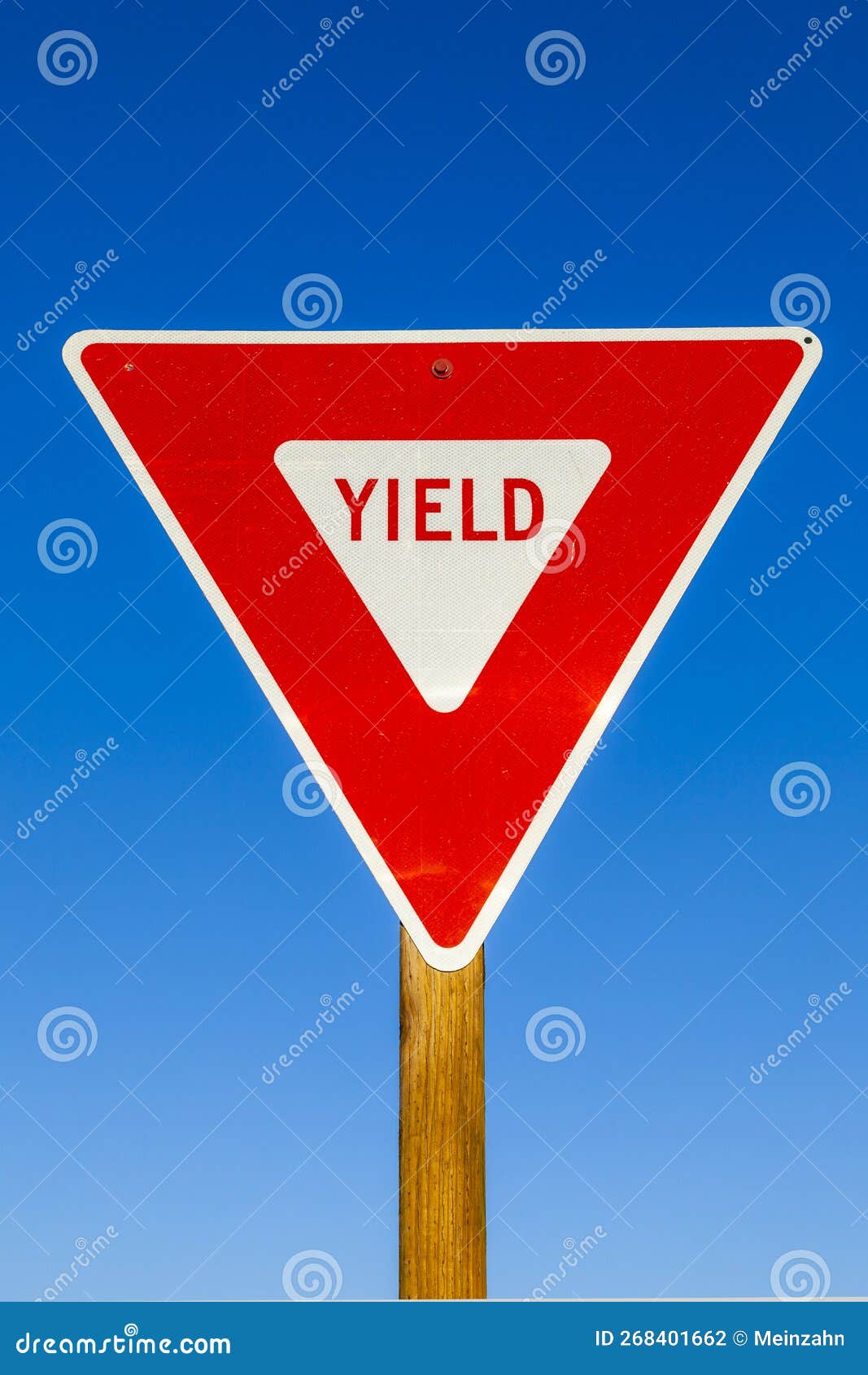 Yield Sign at the Highway with Blue Sky Stock Photo - Image of ...