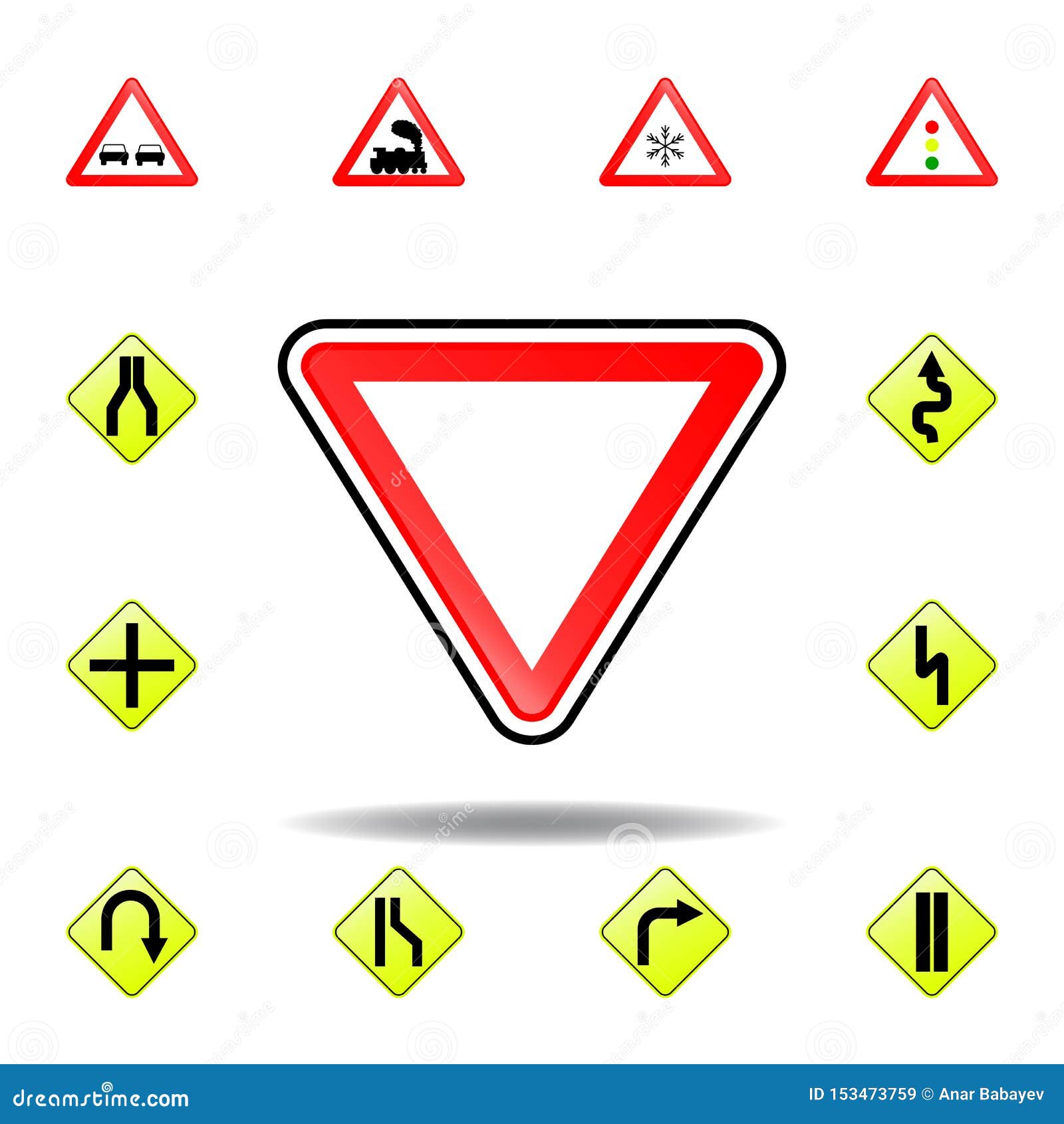 Yield Sign Icon. Set of Road Signs Icon for Mobile Concept and Web Apps ...