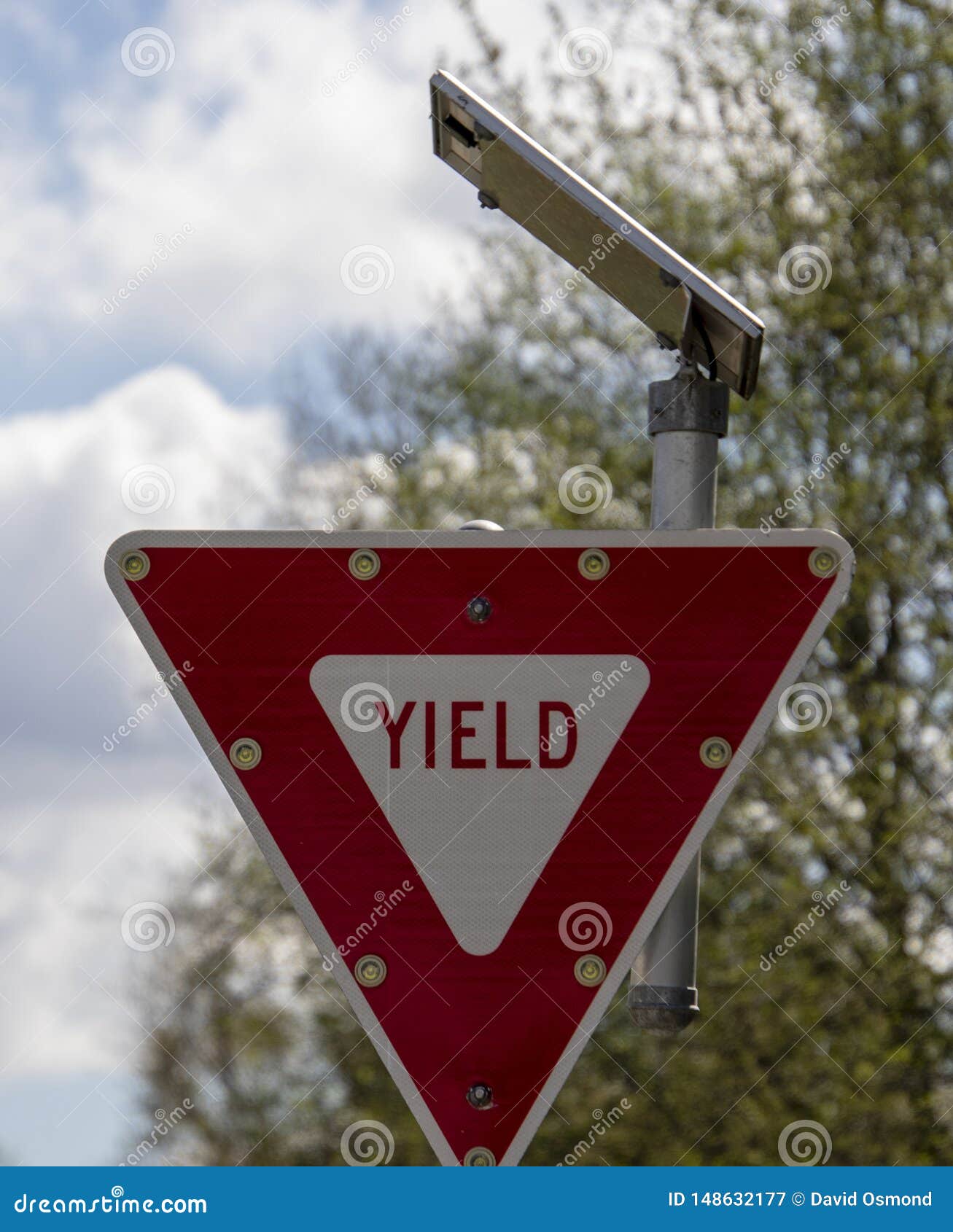 A Yield Sign with Led Lights on the Edges Stock Image - Image of sign ...