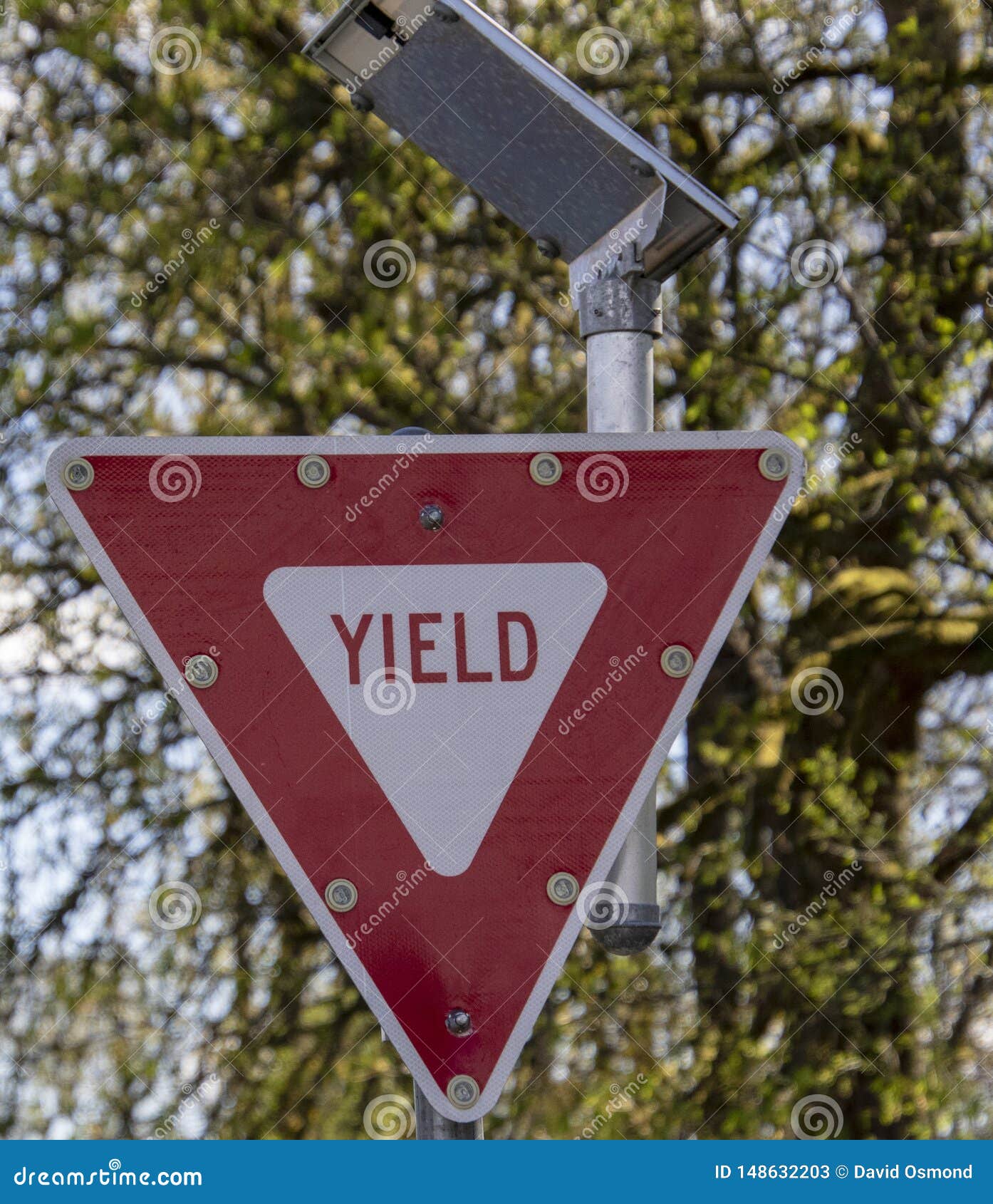 A Yield Sign with Led Lights on the Edges Stock Image - Image of street ...