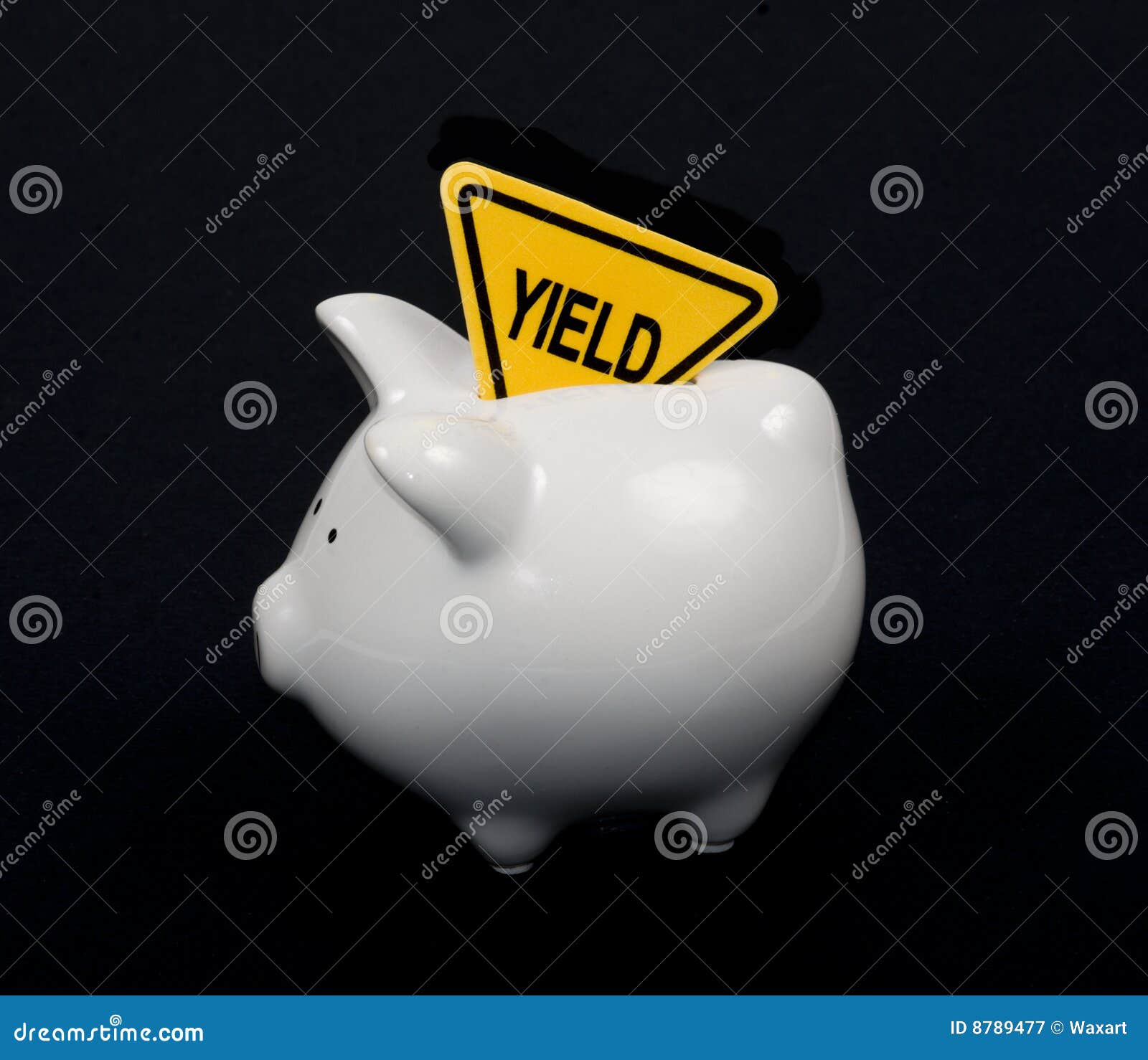 Yield sign in piggy bank stock image. Image of sign, financial - 8789477