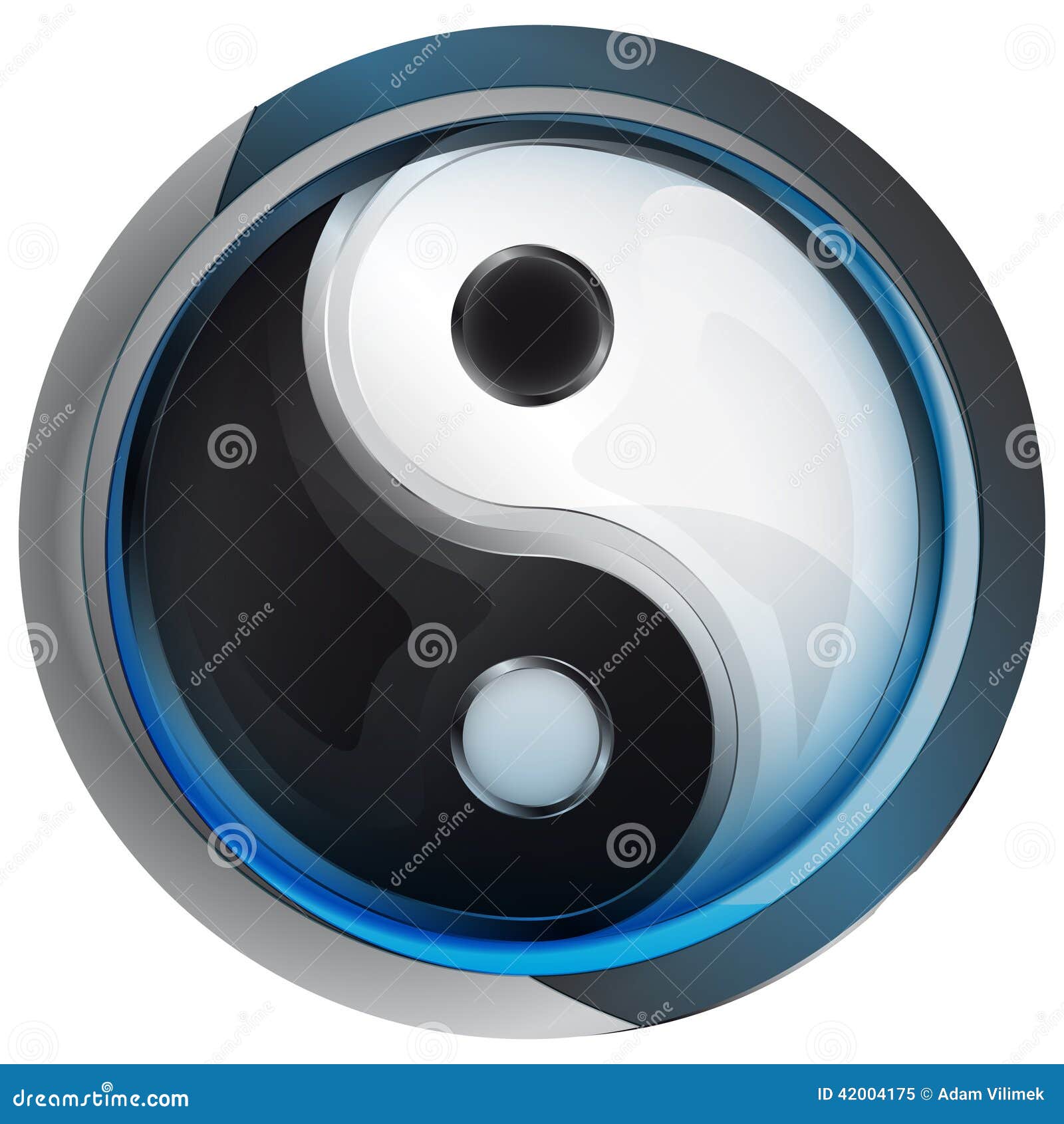 Yig and Yang Religion Icon in Shiny Glass Circle Button Vector Stock ...