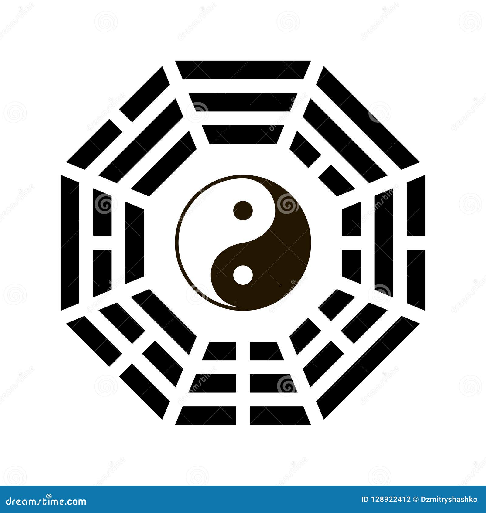 Yin En Yang Symbool Met Baguaregeling Vector Illustratie - Illustration ...