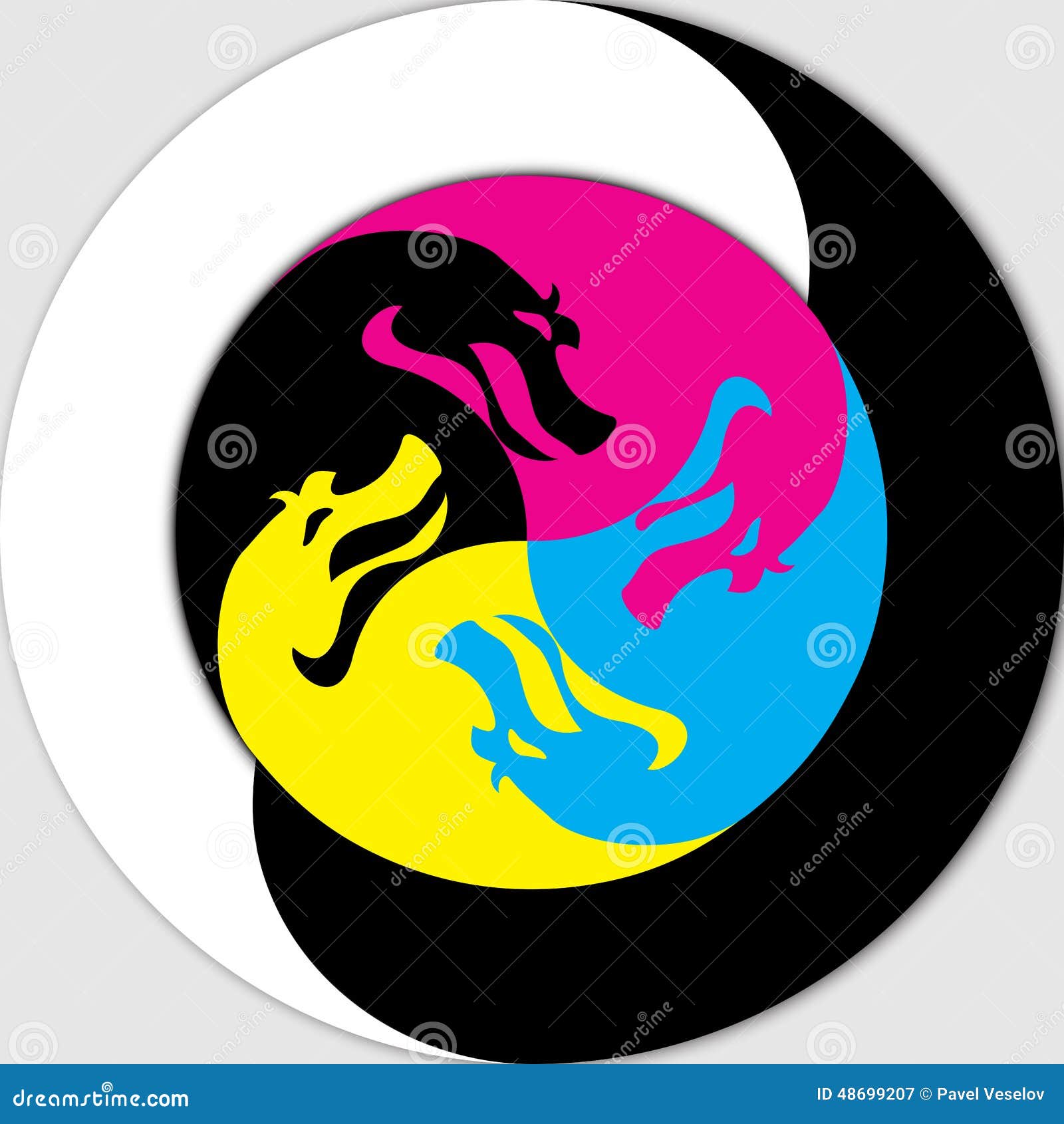 Yin och Yang - drake vektor illustrationer. Illustration av ...