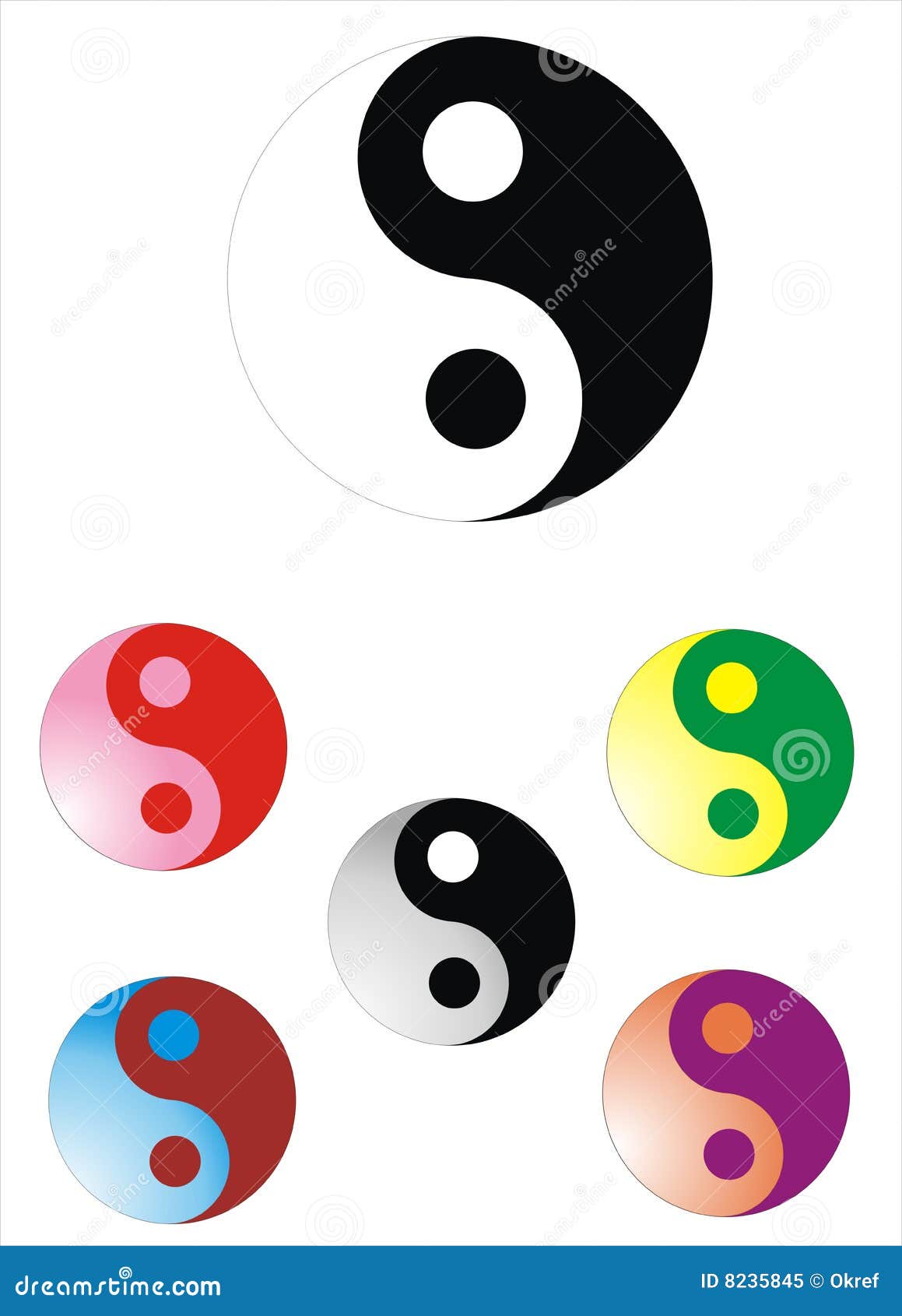 Yin Yang stock vector. Illustration of orange, color, green - 8235845