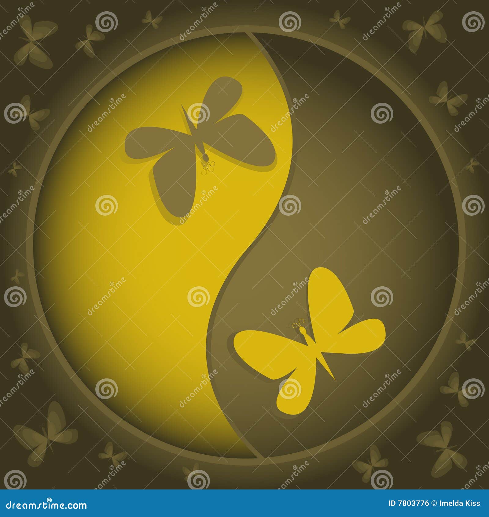 Yin-yang with butterflies stock illustration. Illustration of ...