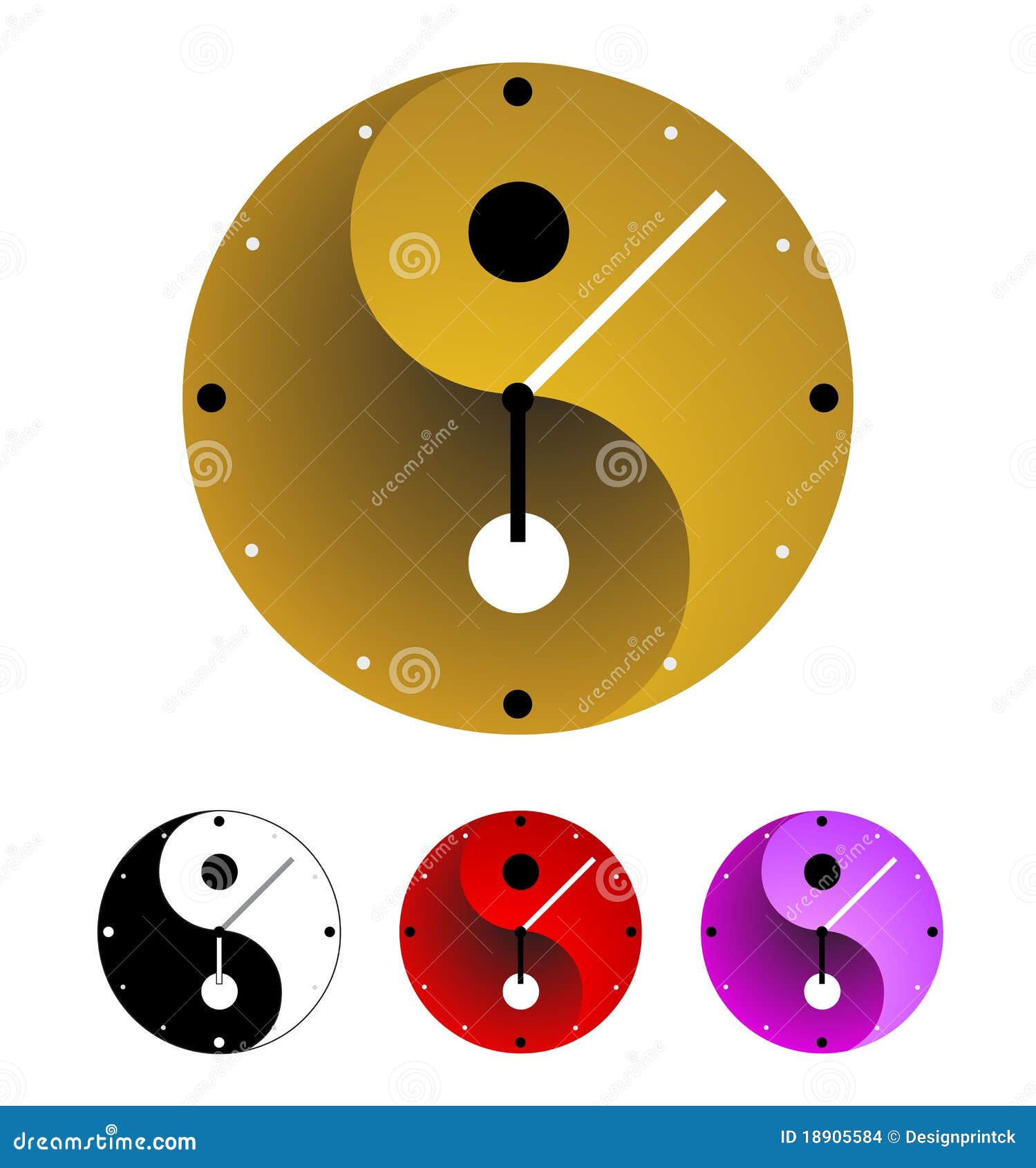 Yin yang clock stock vector. Illustration of harmony - 18905584
