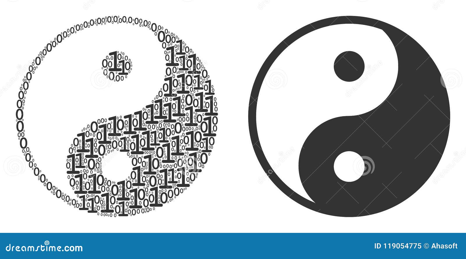 Yin Yang Collage of Binary Digits Stock Vector - Illustration of ...
