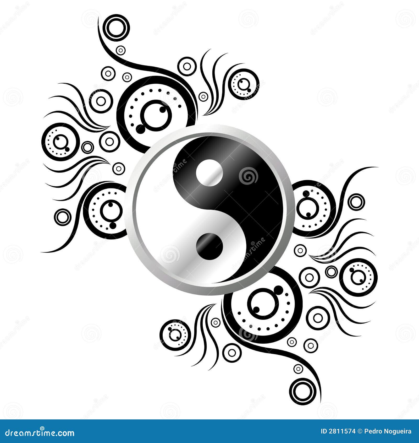 Yin Yang com ornamento ilustração do vetor. Ilustração de preto - 2811574