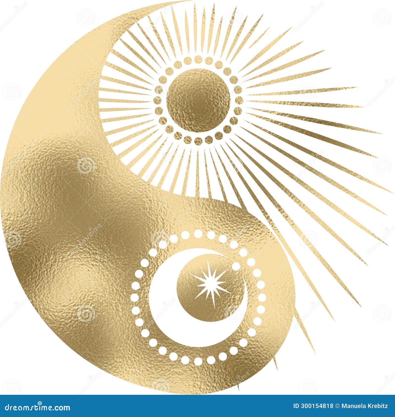 Yin Yang Com Sol E Lua Em Ouro Ilustração Stock - Ilustração de ...