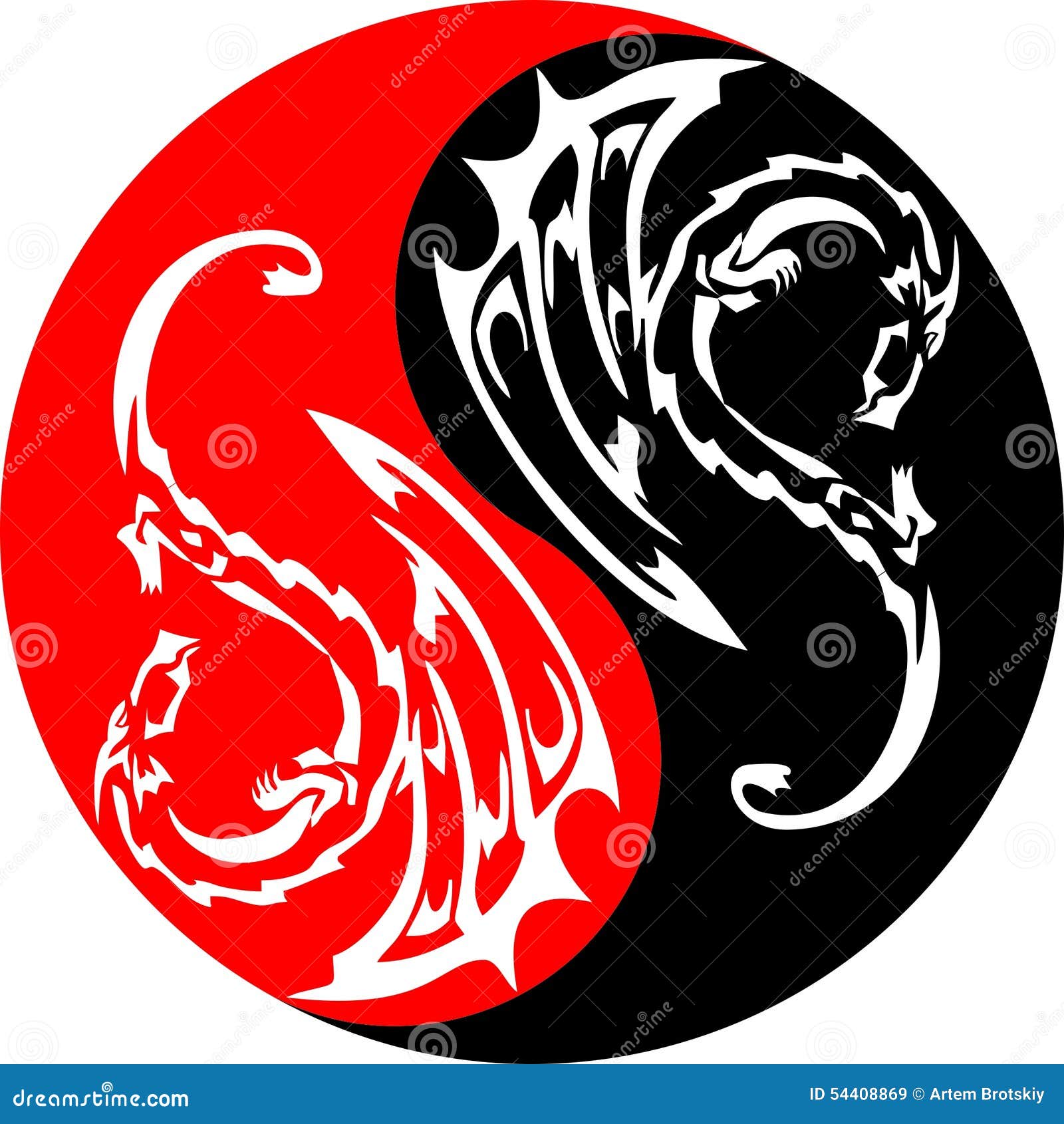 Yin yang draken vector illustratie. Illustration of vergelijking - 54408869