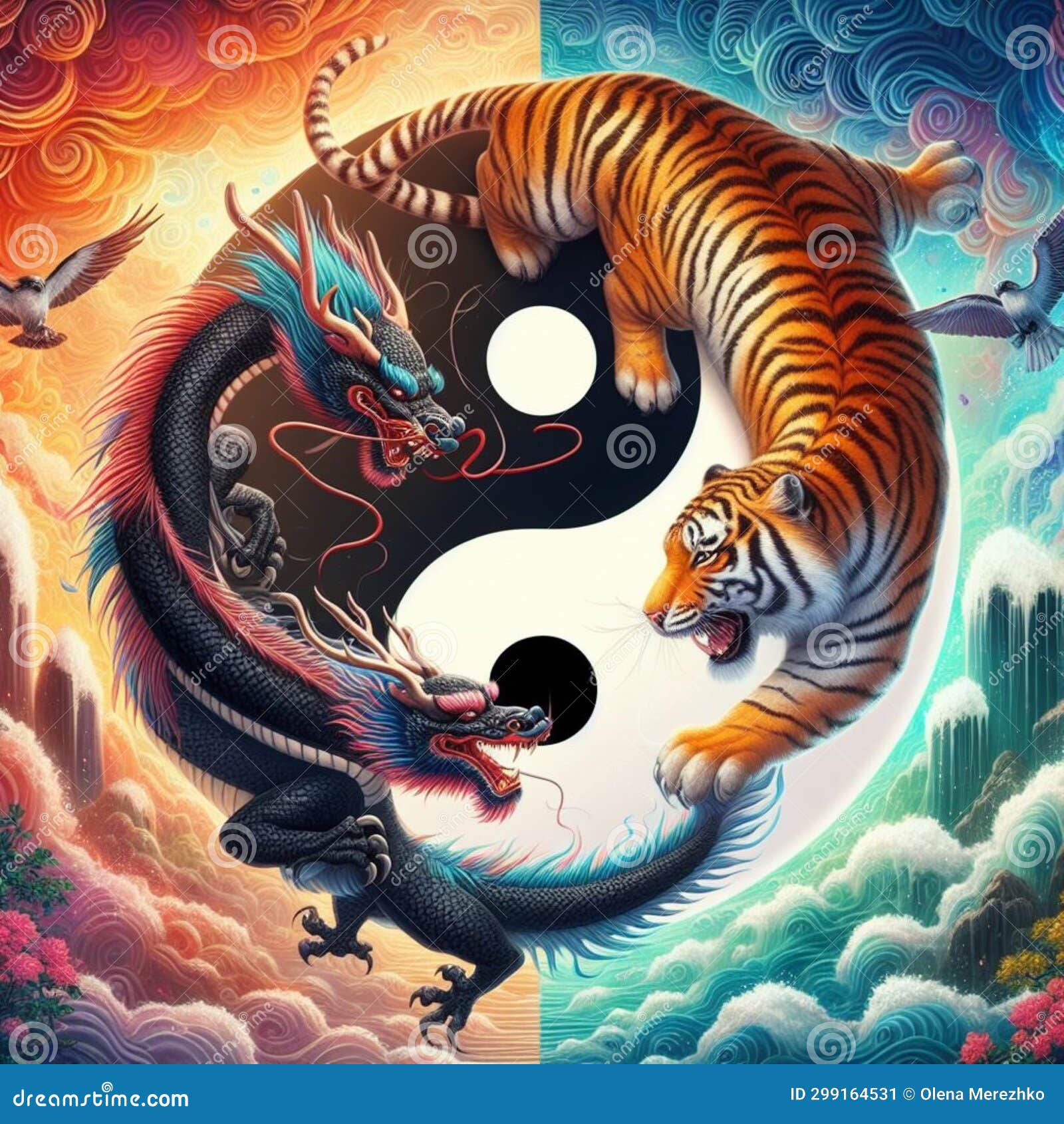Yin and yang with tiger stock illustration. Illustration of animal ...