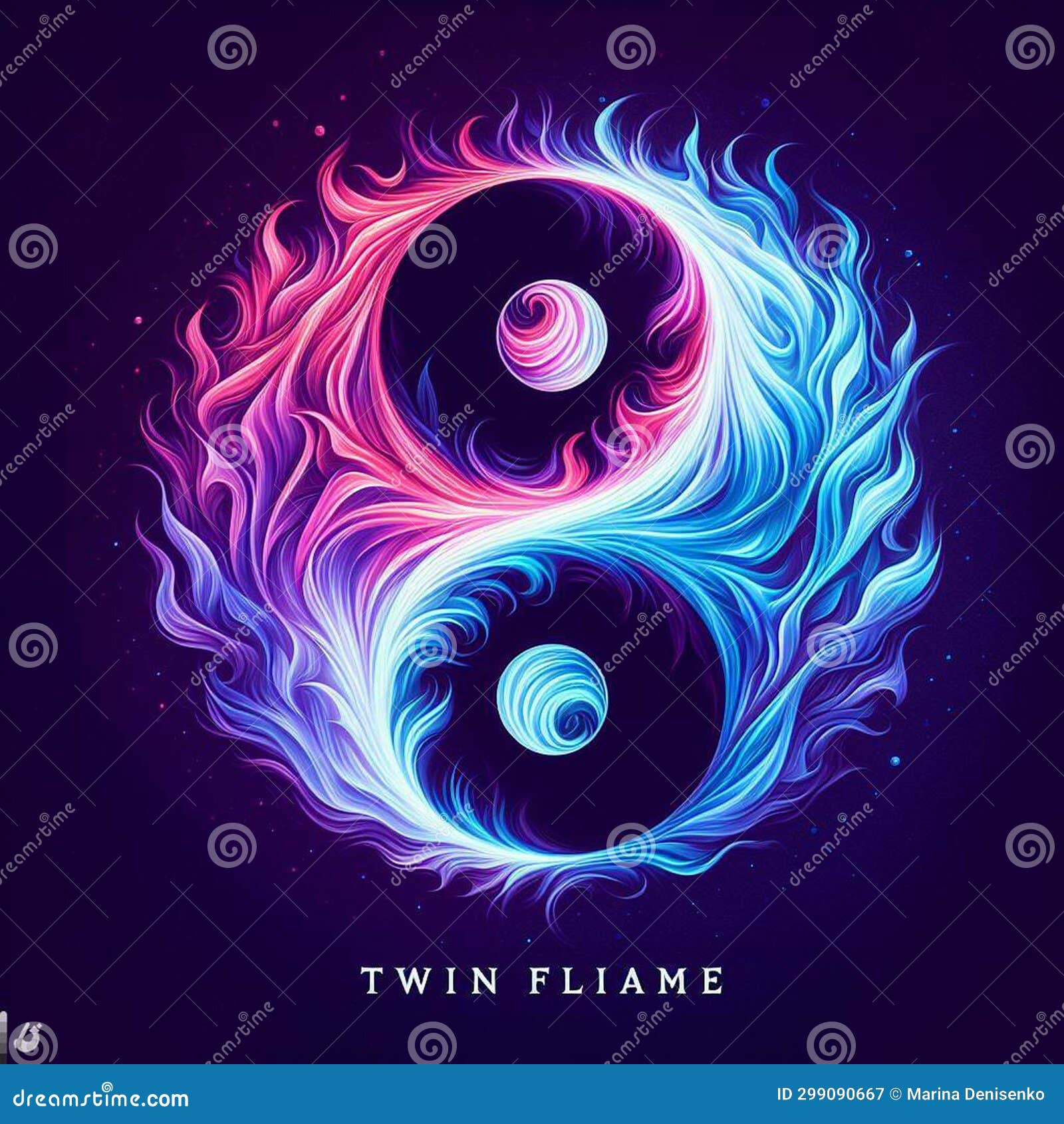 Yin Yang Flame Symbol Yin Yang on Dark Background. Illustration for ...