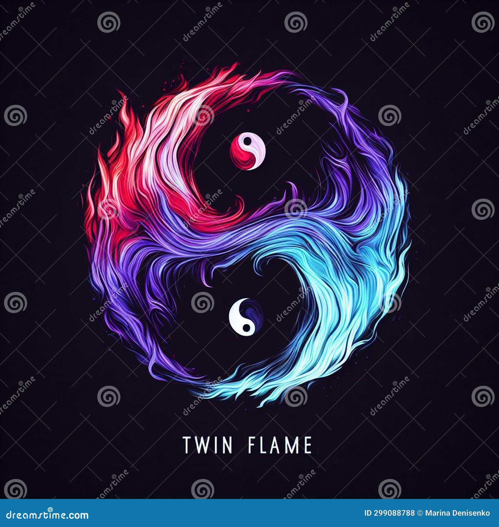 Yin Yang Flame Symbol Yin Yang on Space Background. Illustration for ...
