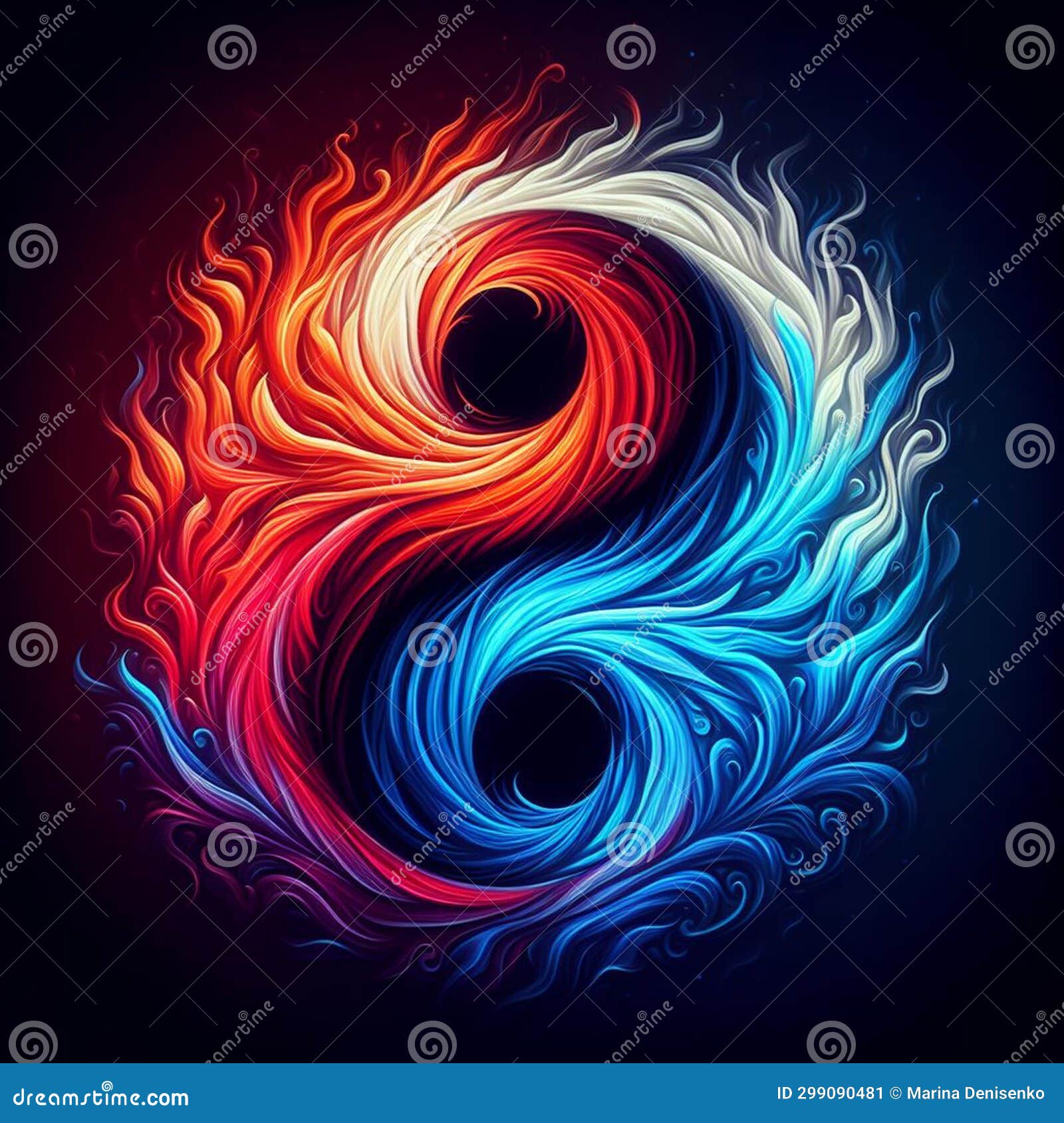 Yin Yang Flame Symbol Yin Yang on Space Background. Illustration for ...