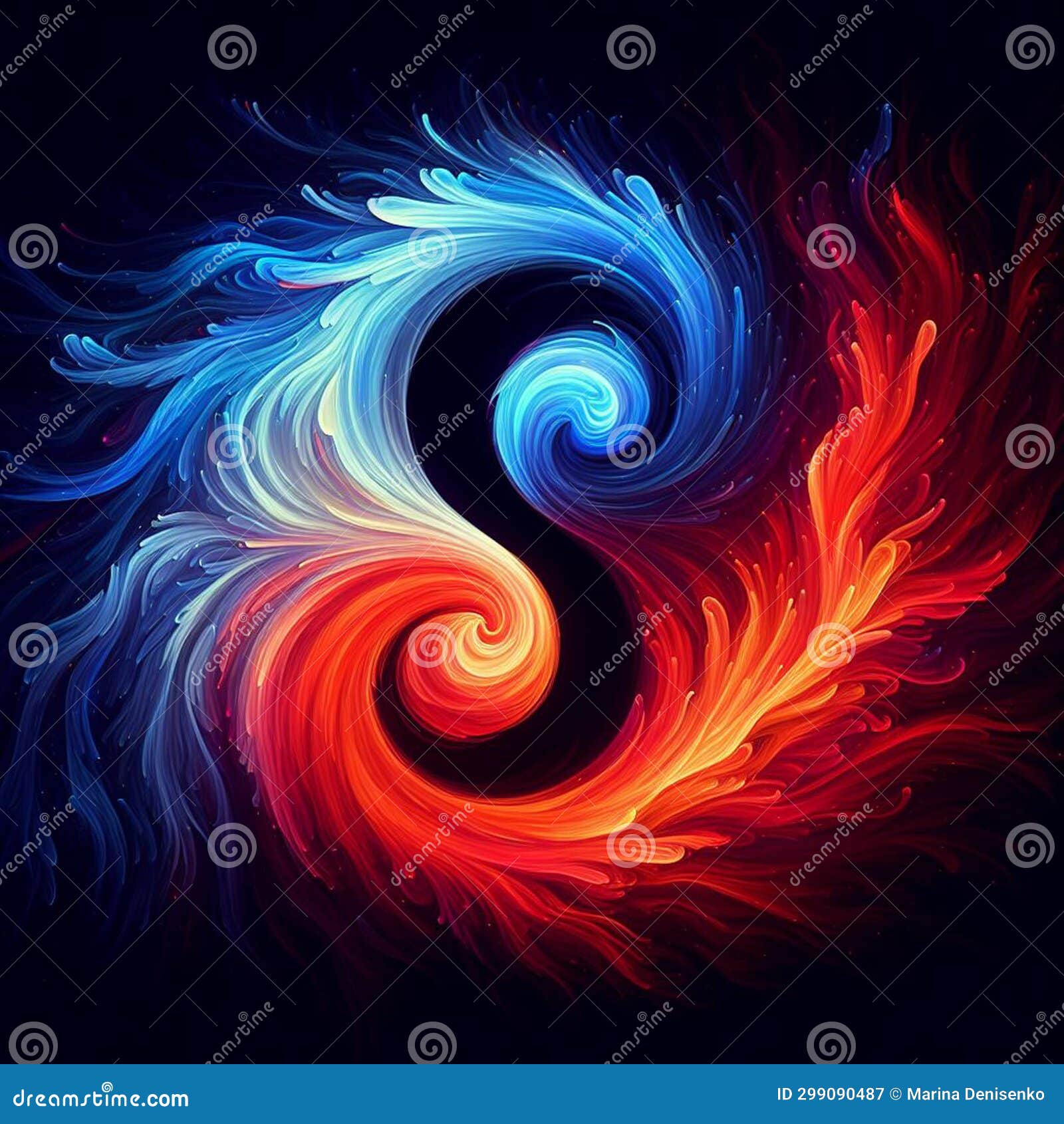 Yin Yang Flame Symbol Yin Yang On Space Background. Twin Flam Logo ...