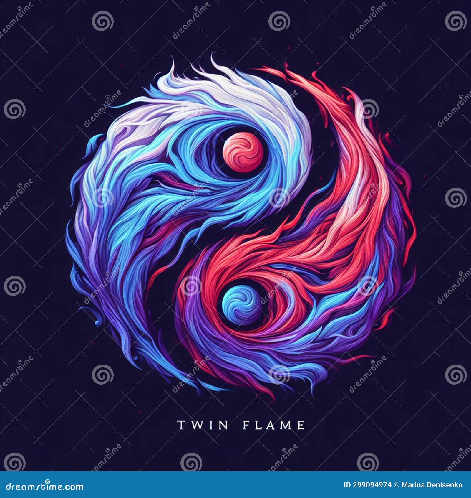 Yin Yang Flame Symbol Yin Yang On Space Background. Twin Flam Logo ...