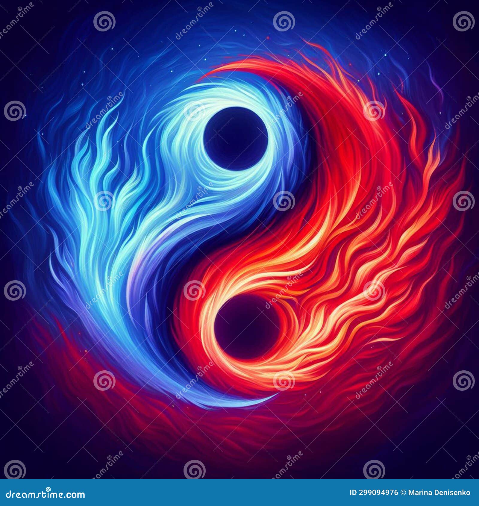 Yin Yang Flame Symbol Yin Yang On Space Background. Twin Flam Logo ...