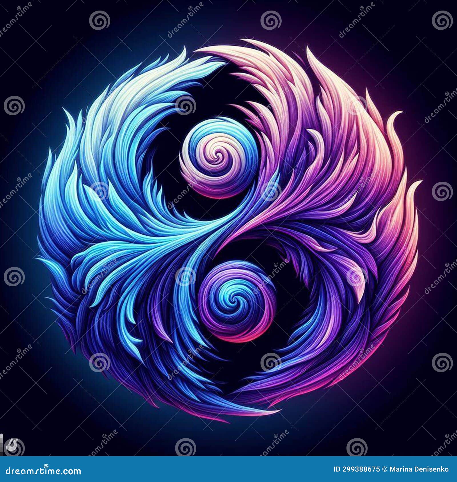 Yin Yang Flame Symbol Yin Yang On Space Background. Twin Flam Logo ...