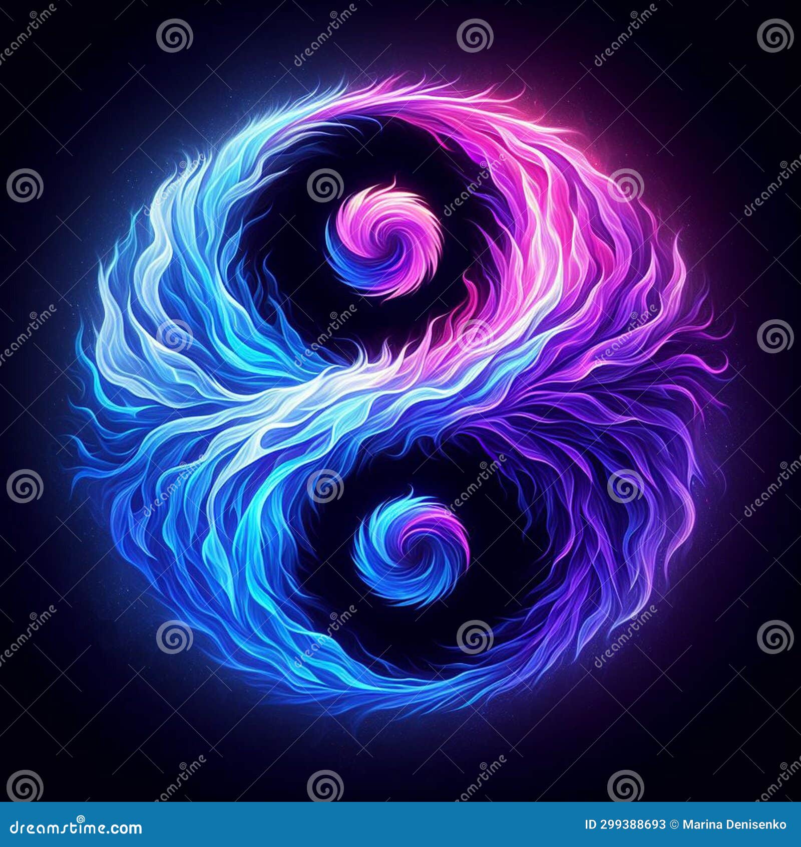 Yin Yang Flame Symbol Yin Yang On Space Background. Twin Flam Logo ...