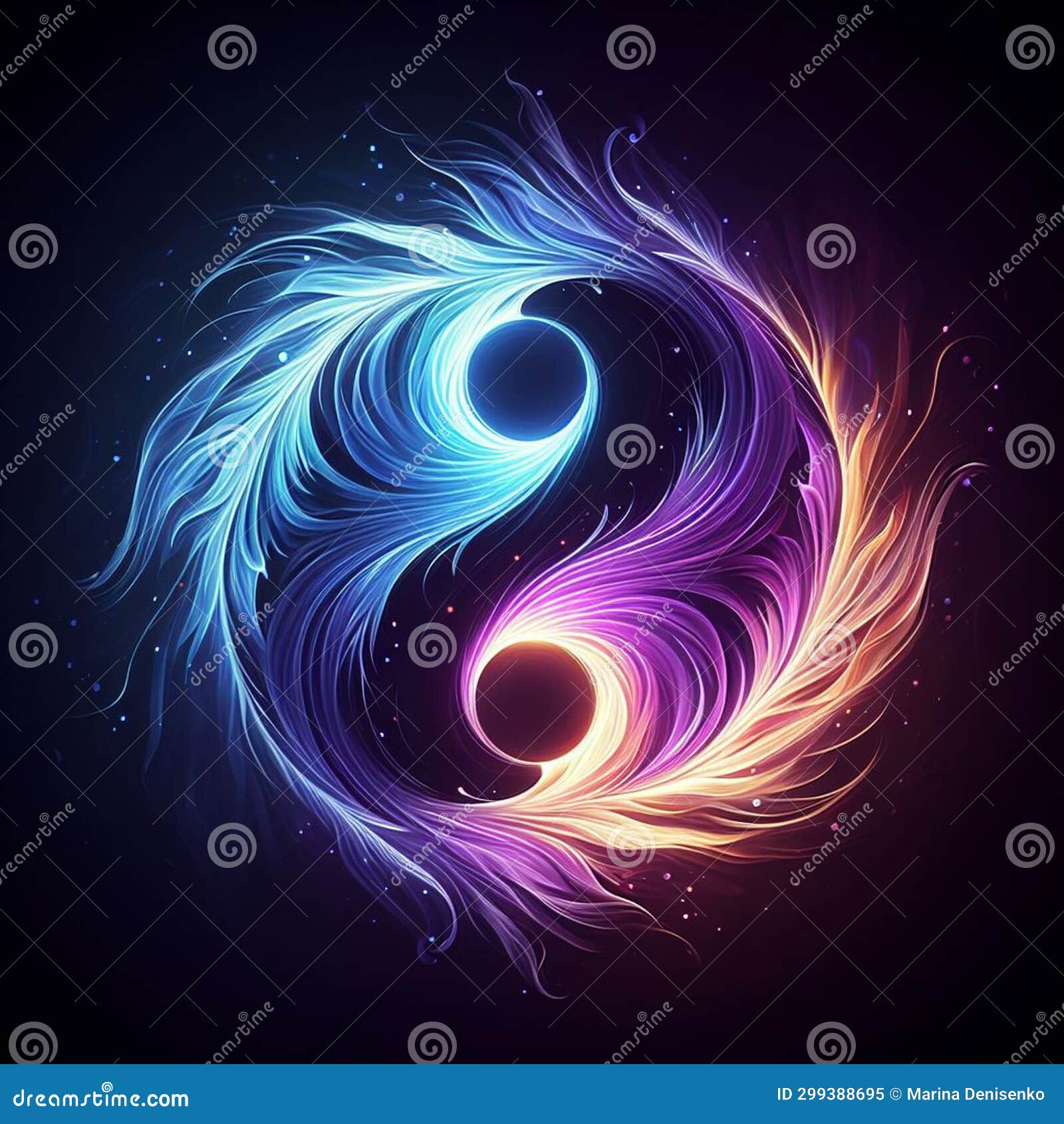 Yin Yang Flame Symbol Yin Yang On Space Background. Twin Flam Logo ...