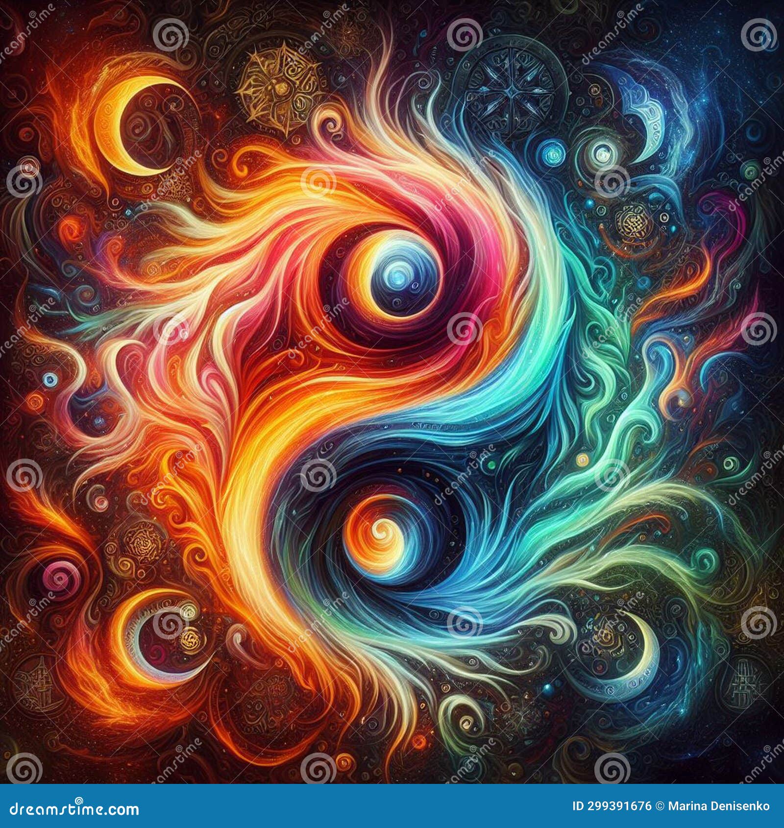 Yin Yang Flame Symbol Yin Yang On Space Background Twin Flam Logo Illustration For Websites