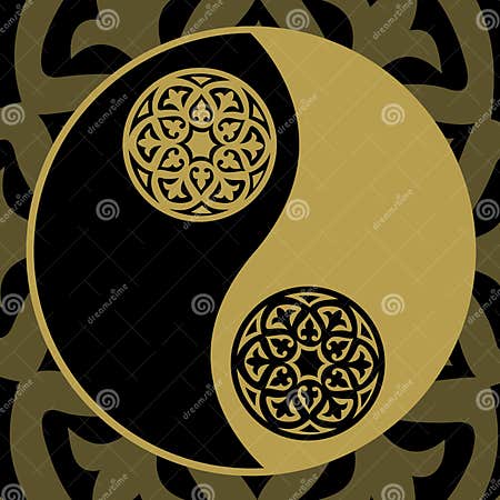 Yin-yang in gold stock illustration. Illustration of elegant - 7717922