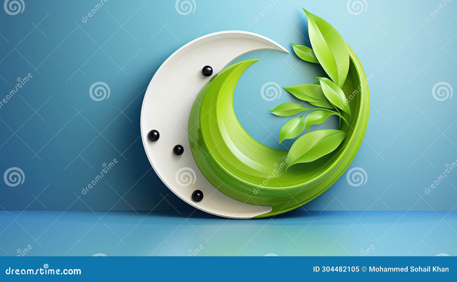 Yin and Yang Green and Blue Color Symbol on Green Background Stock ...