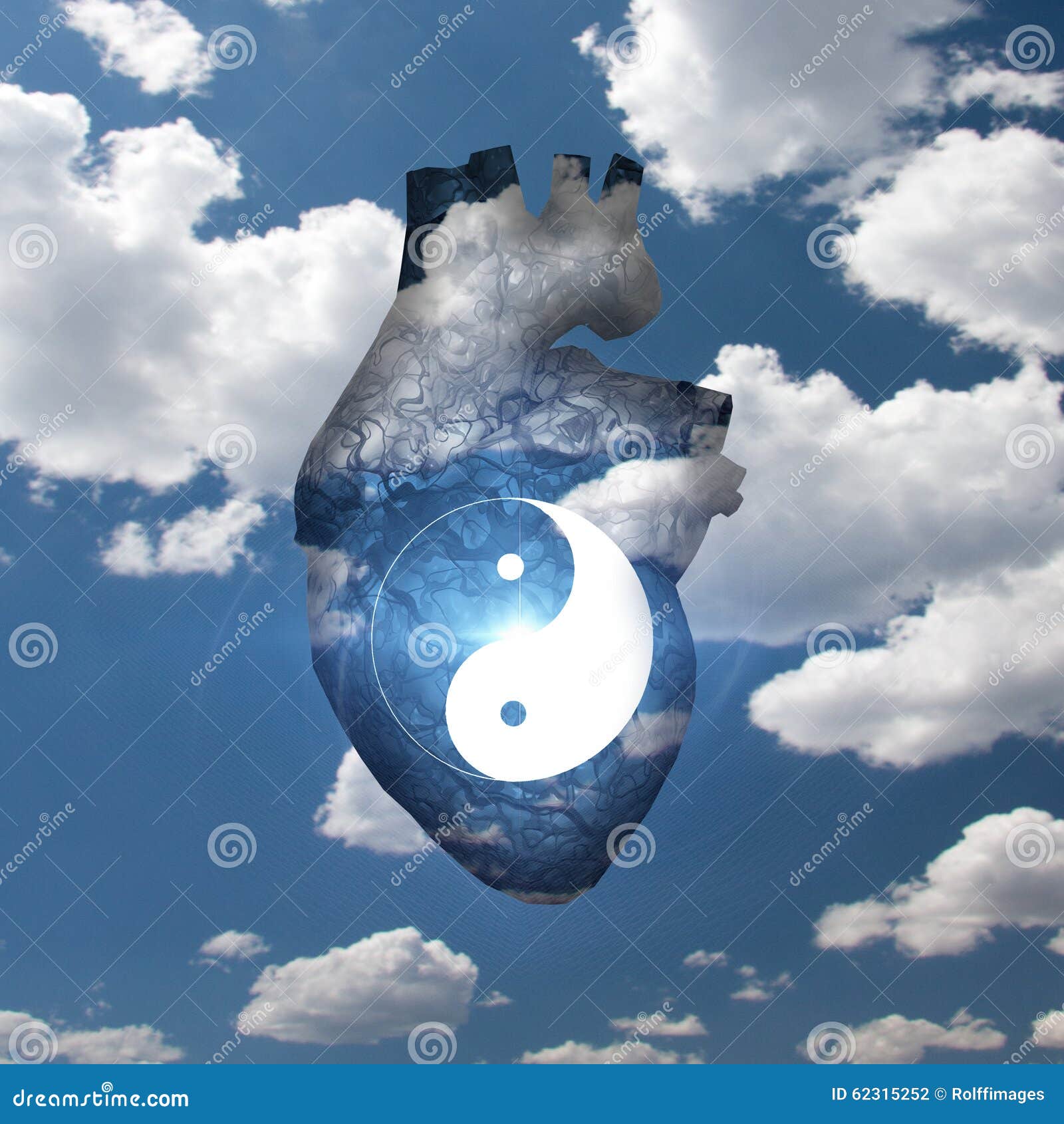 Yin-yang Heart Symbol With Seamless Generated Texture Background ... Yin-yang Heart Symbol With Seamless Generated Texture Background ...