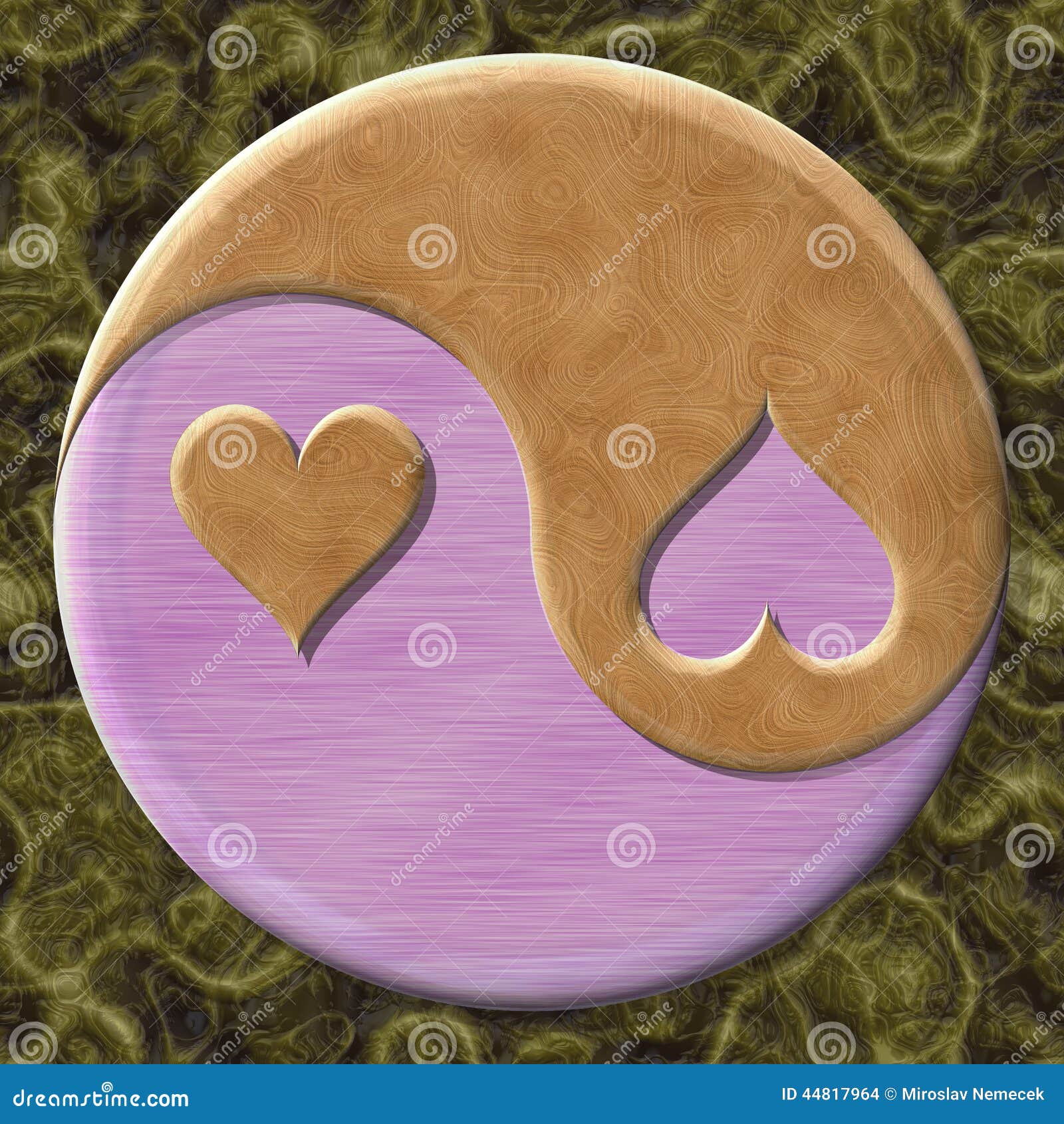 Yin-yang Heart Symbol with Seamless Generated Background Stock ...