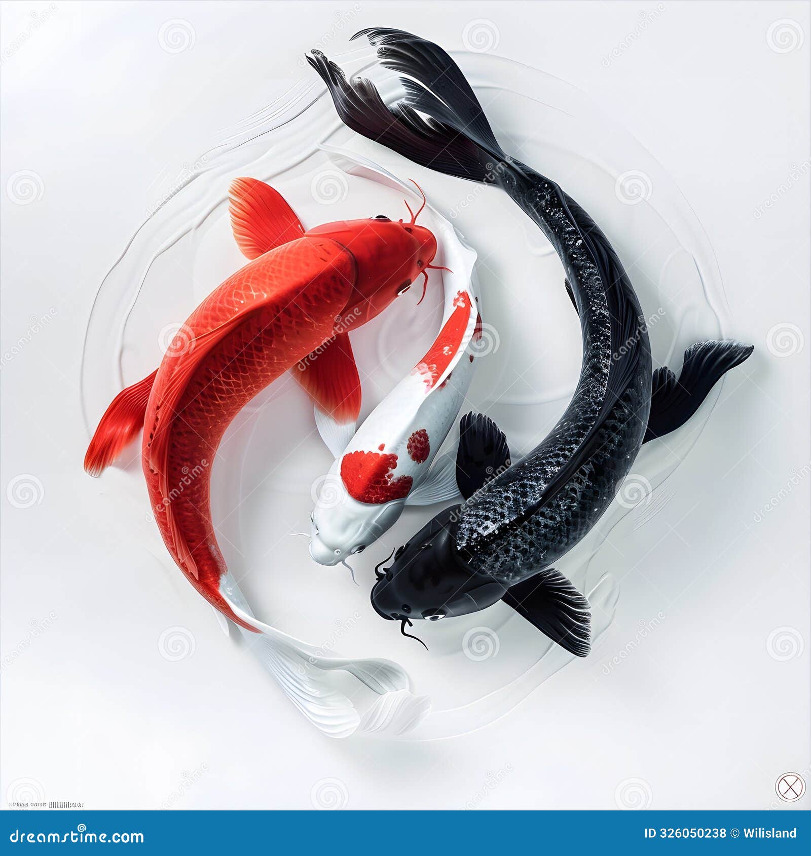 Koi Fish Form a Yin Yang Formation Stock Illustration - Illustration of ...