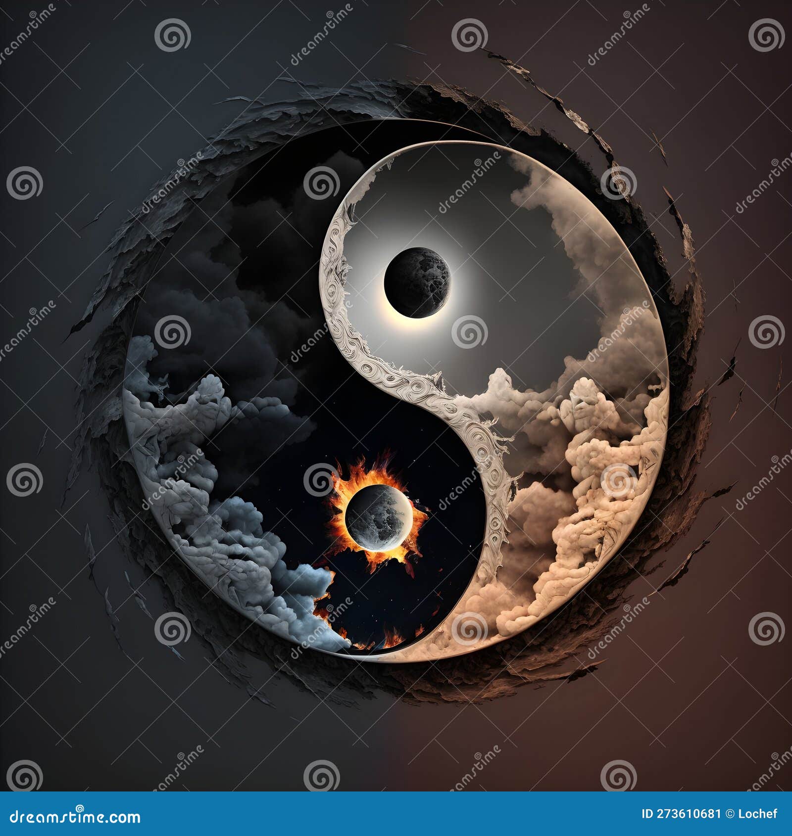 Yin Yang Moon Eclipse Graphic Decorative Design Stock Illustration - Illustration of japan ...