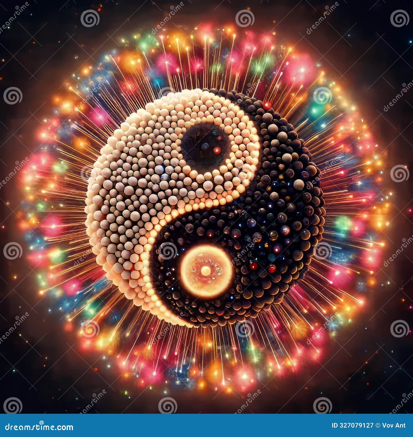 119 56. Yin-yang Shells_ Large, Spherical Fireworks Th Stock Image ...