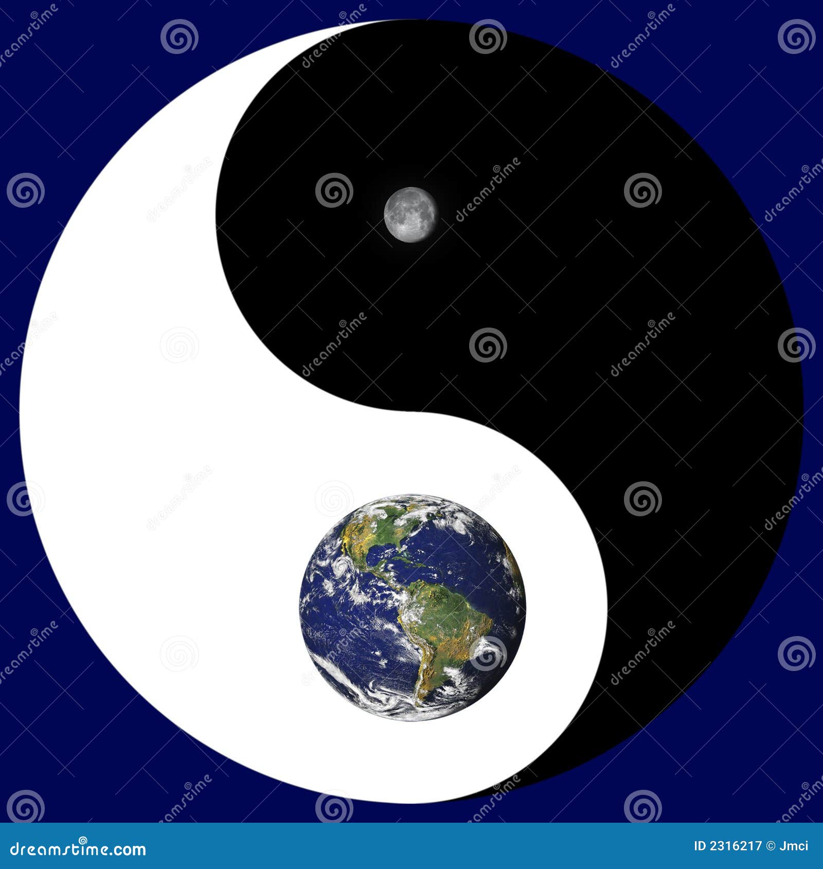 Yin Yang Sign with Earth/moon Stock Illustration - Illustration of ...