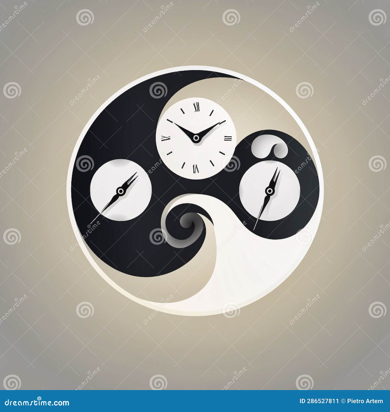Yin Yang Clock Vector Illustration | CartoonDealer.com #18905584