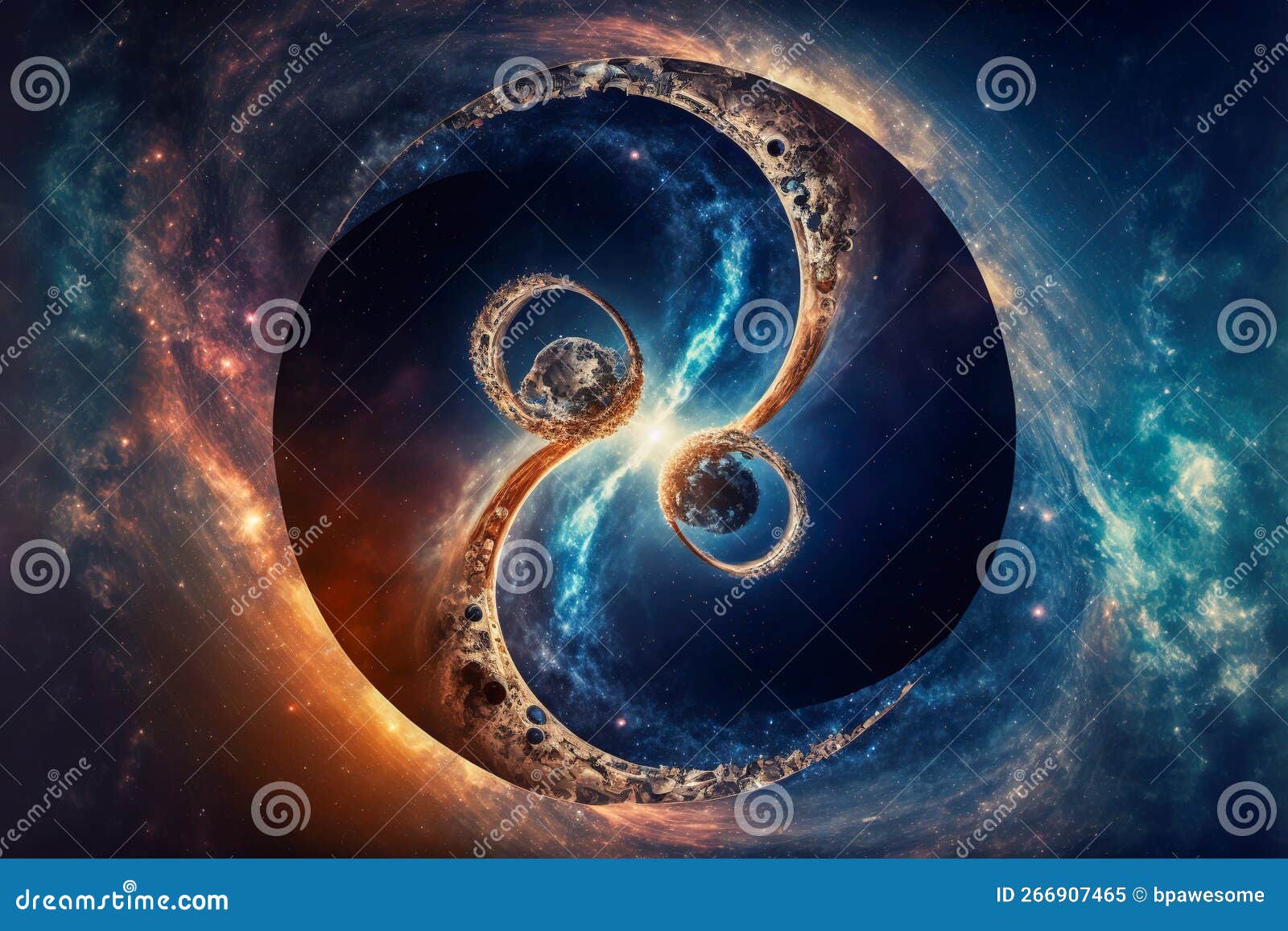 Yin Yang in Space, Infinity Cosmos Concept, Generative AI Stock ...