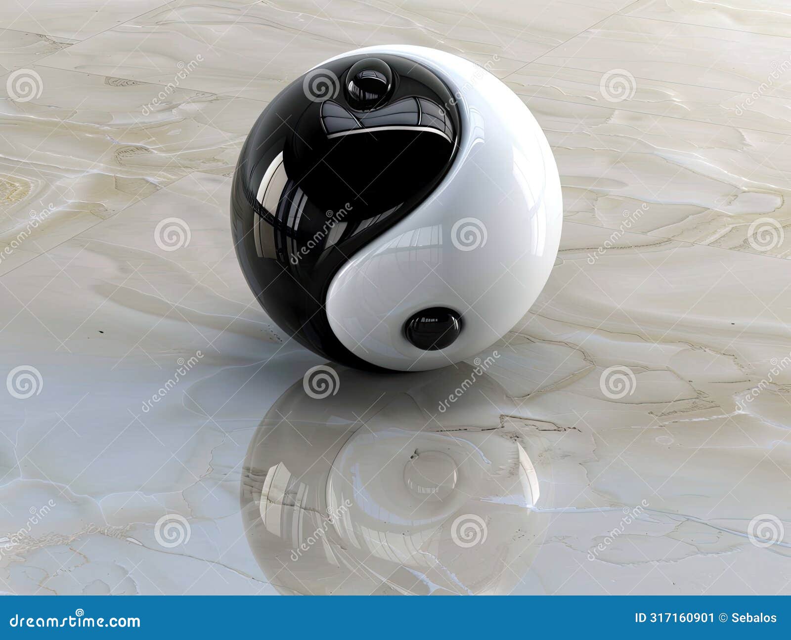 Yin Yang Sphere Symbol on Marble Stock Illustration - Illustration of ...