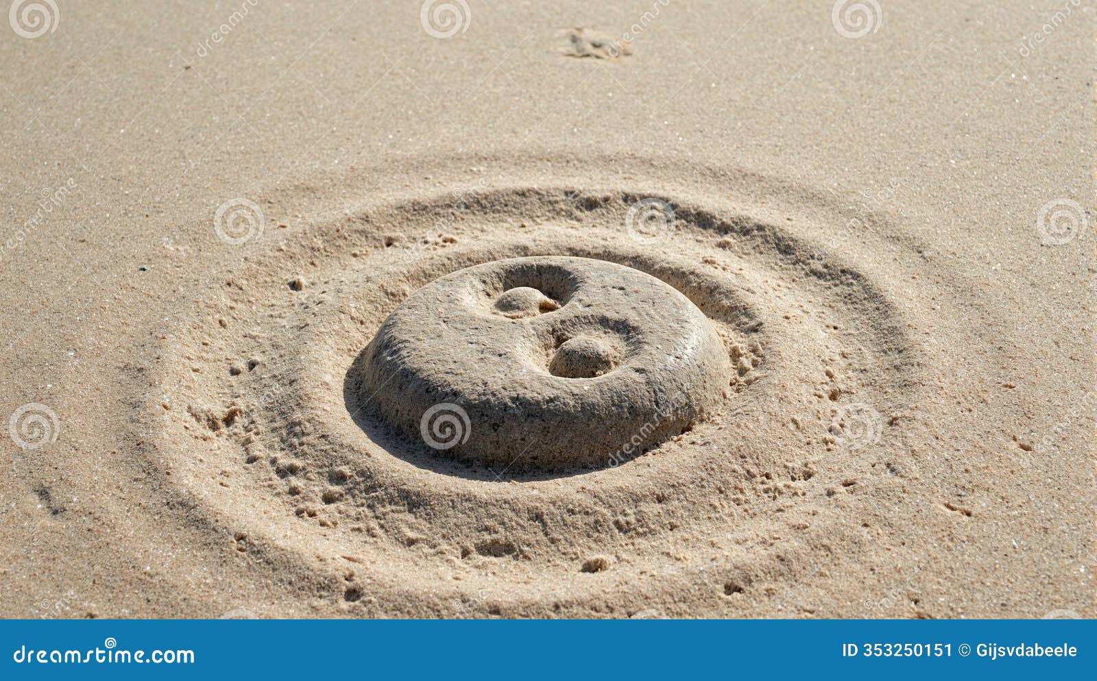 Yin Yang Stone on Sand with Energy Ripples Stock Illustration ...