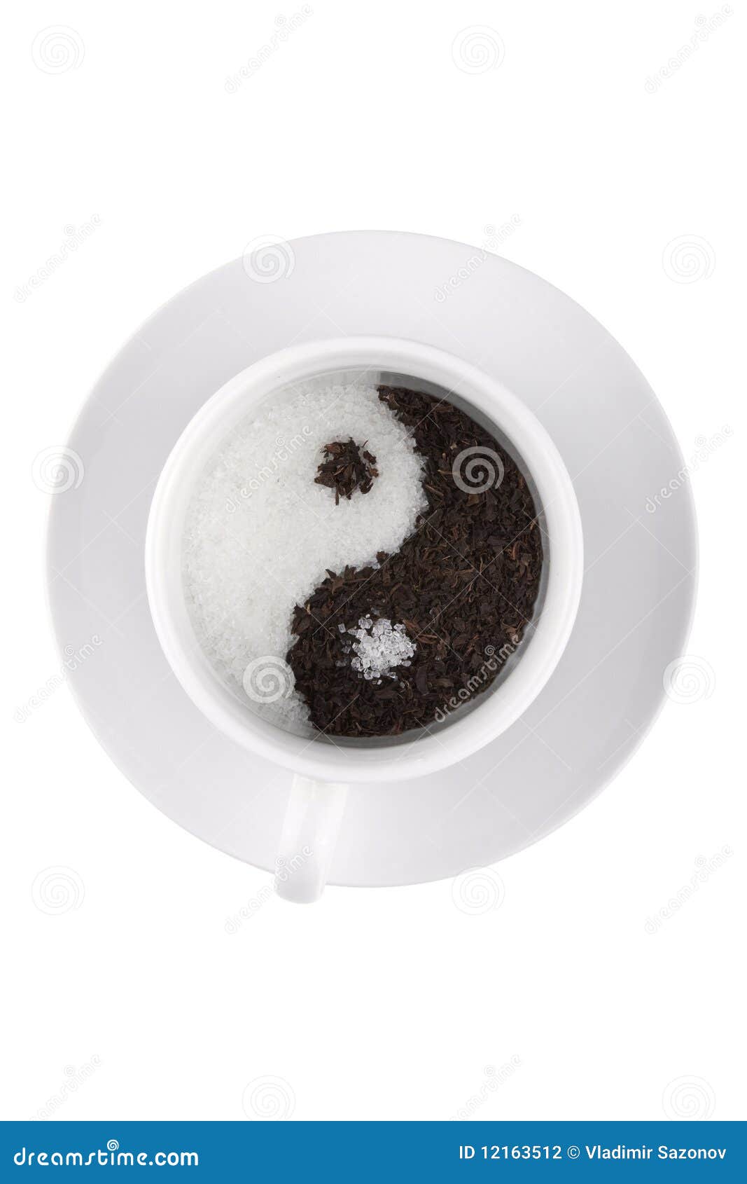 Yin Yang. Sugar and Tea in Mug Stock Photo - Image of saucer, heap ...