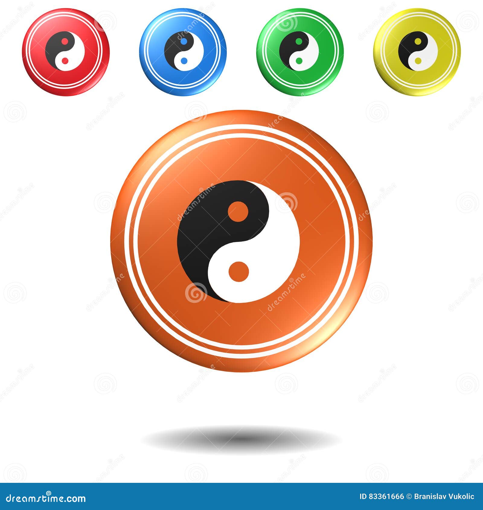 Yin and Yang Symbol,button,3D Illustration Stock Illustration ...