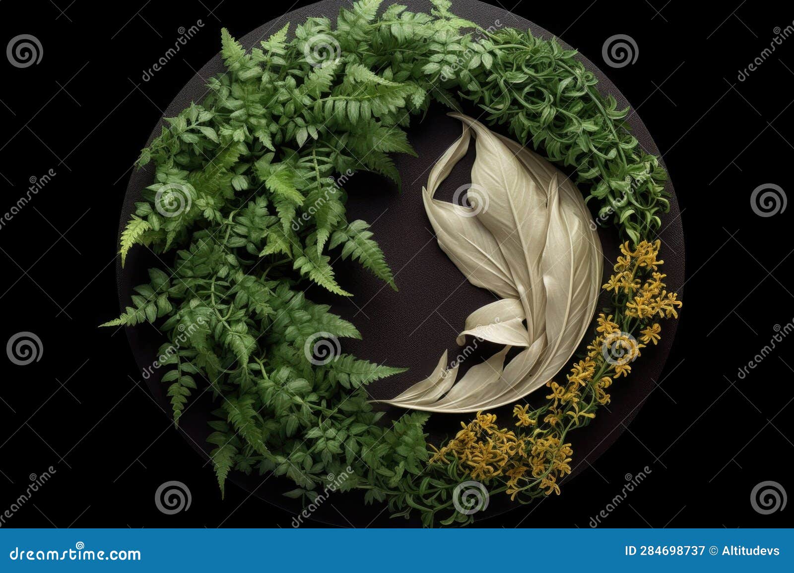 Yin Yang Symbol Formed by Two Intertwined Plants Stock Illustration ...