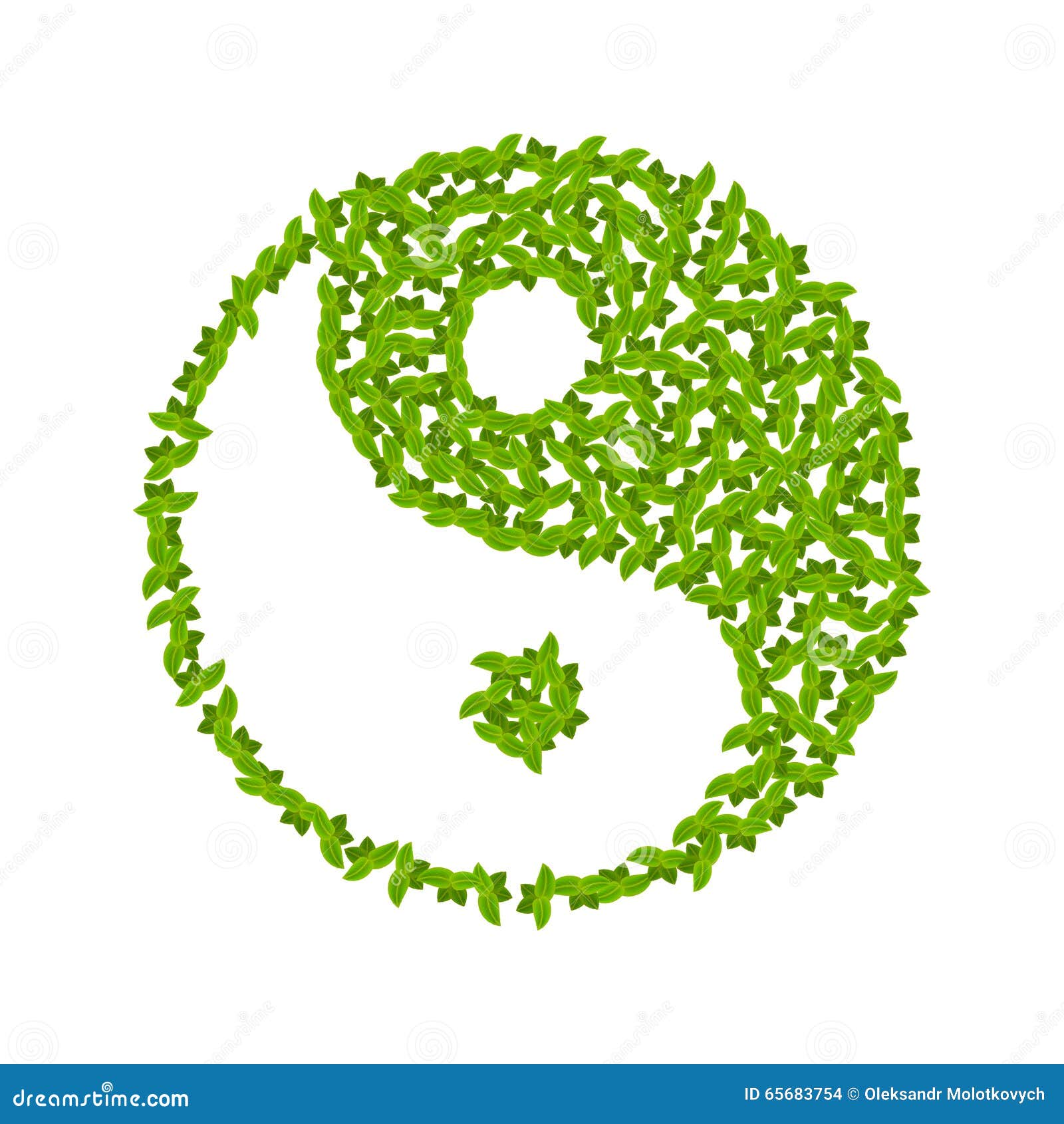 Yin Yang Symbol with Green Leaves Stock Vector - Illustration of yang ...