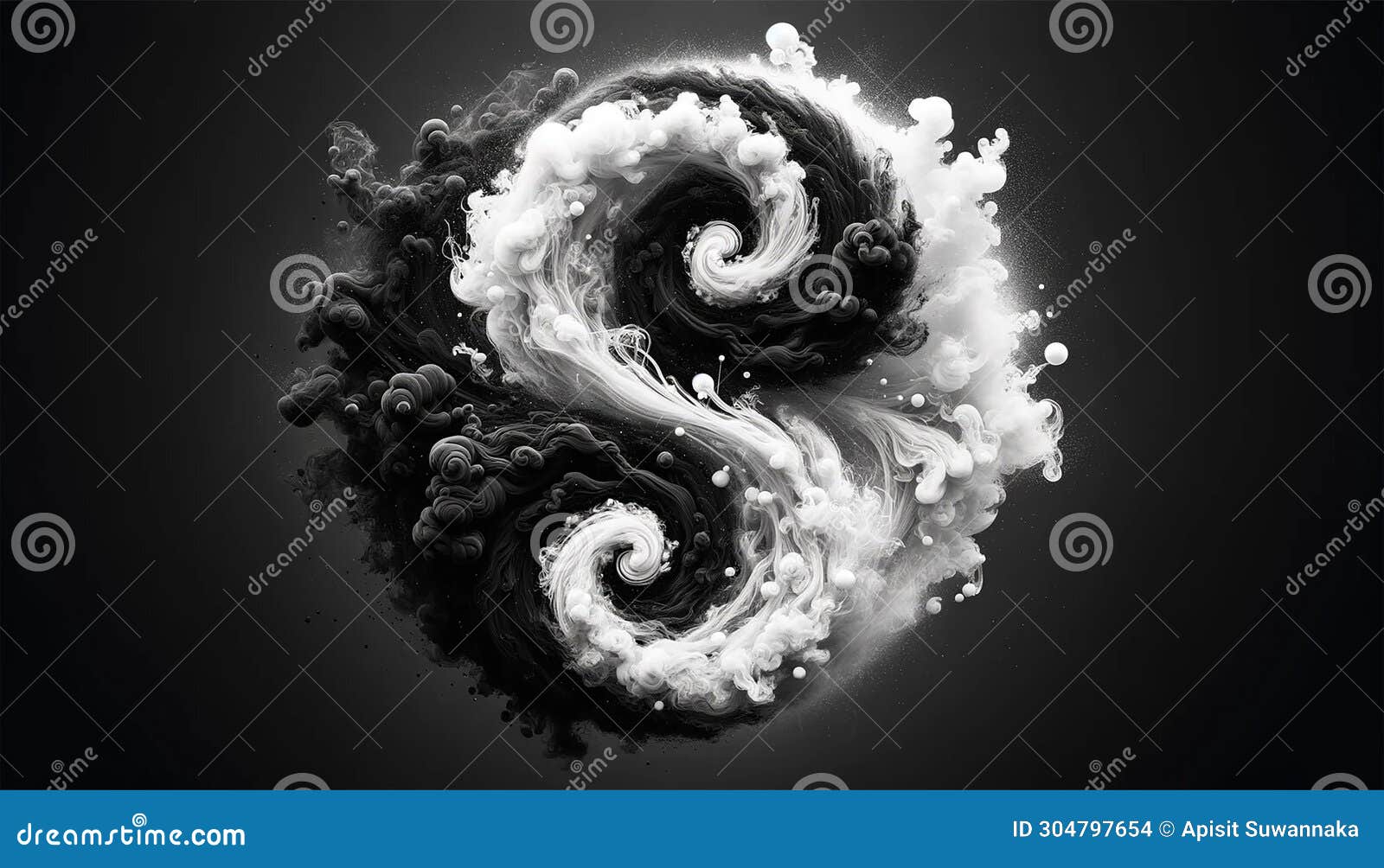 Yin Yang Symbol Made of Smoke on White Background Stock Illustration ...