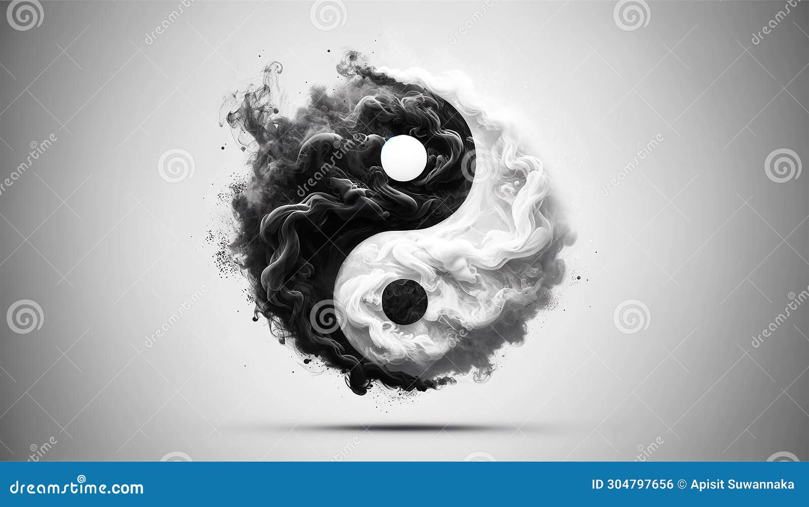 Yin Yang Symbol Made of Smoke on White Background Stock Illustration ...
